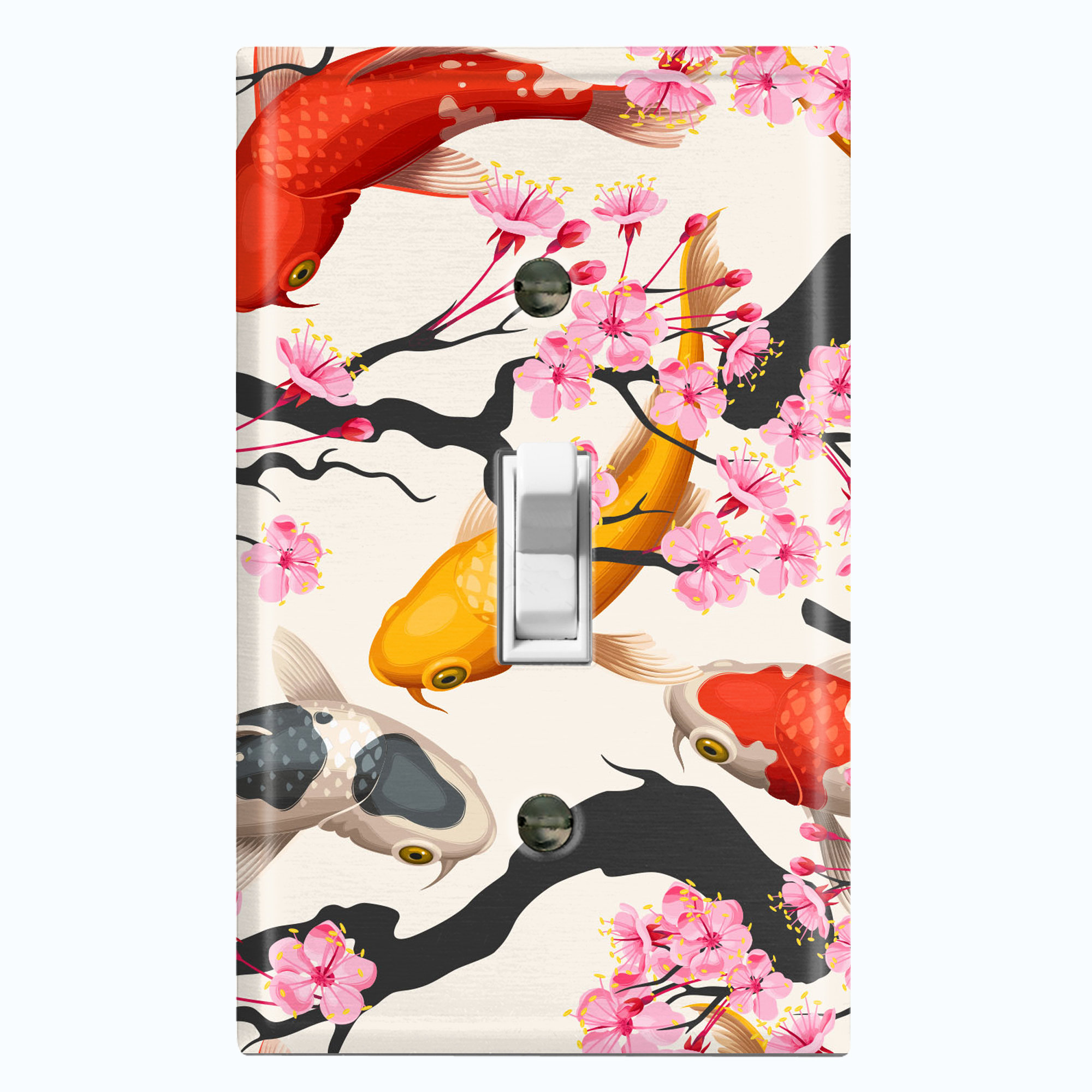 WorldAcc Colorful Koi Fish Sakura Tree Nature Themed 1 - Gang Wall ...