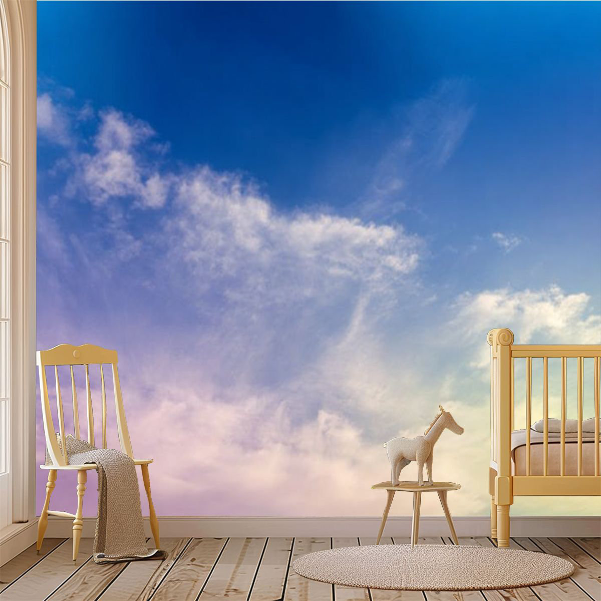 Ivy Bronx Peel and Stick Wallpaper Wall Mural sky clouds Wall Art Self ...