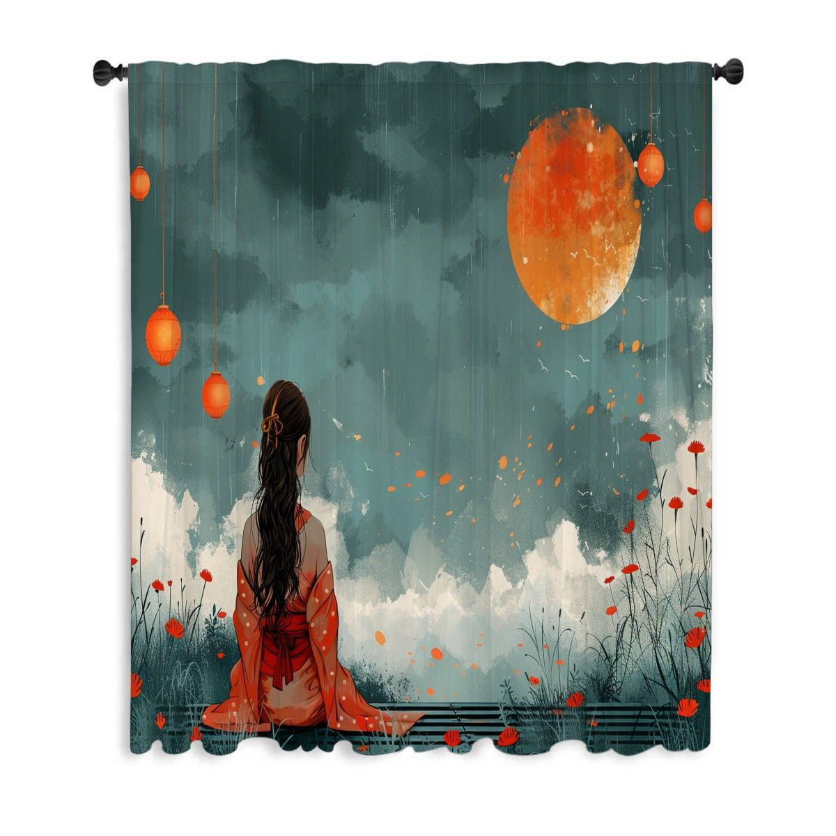 Orren Ellis Moonlight Window Curtains, Nature Blockout & Sheer Curtains ...