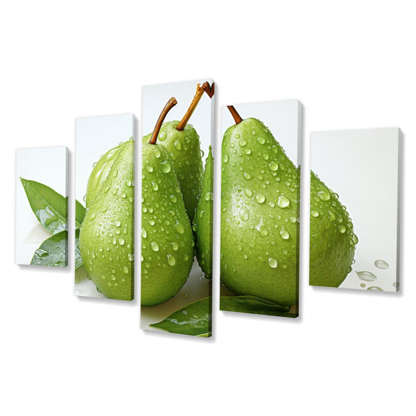 Ebern Designs Fruit Pear Green Pointillism I On Canvas 5 Pieces Print ...