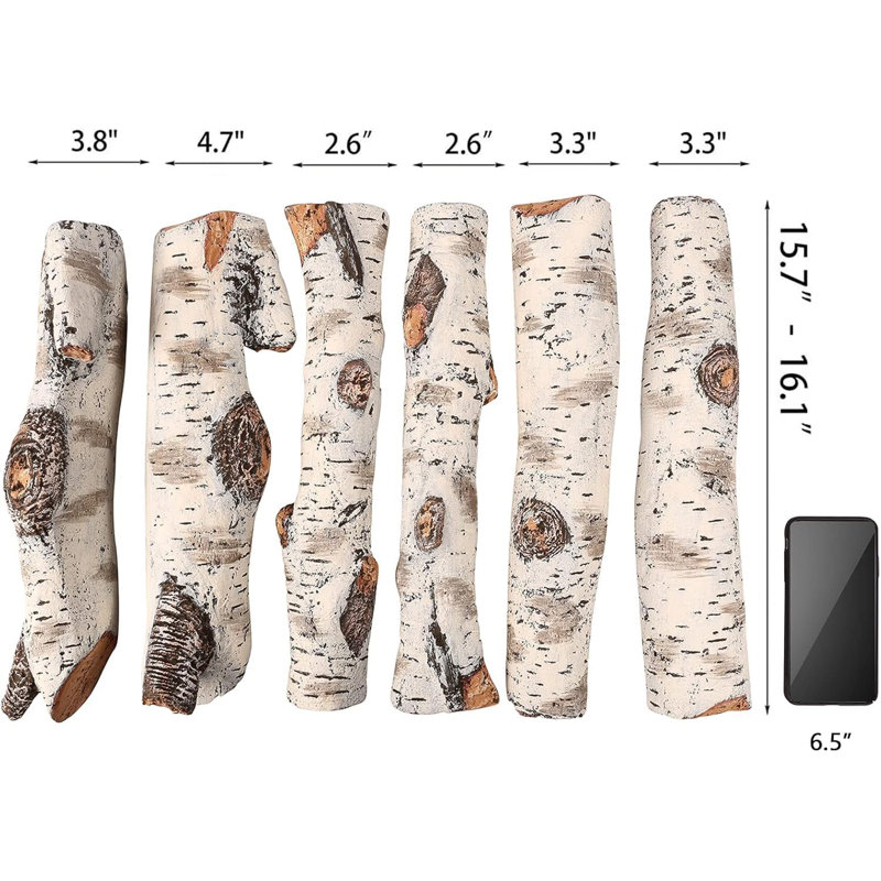 G & R PLUMBING ENTERPRISES, INC. Gas Fireplace Logs, Birch Logs 6pcs ...