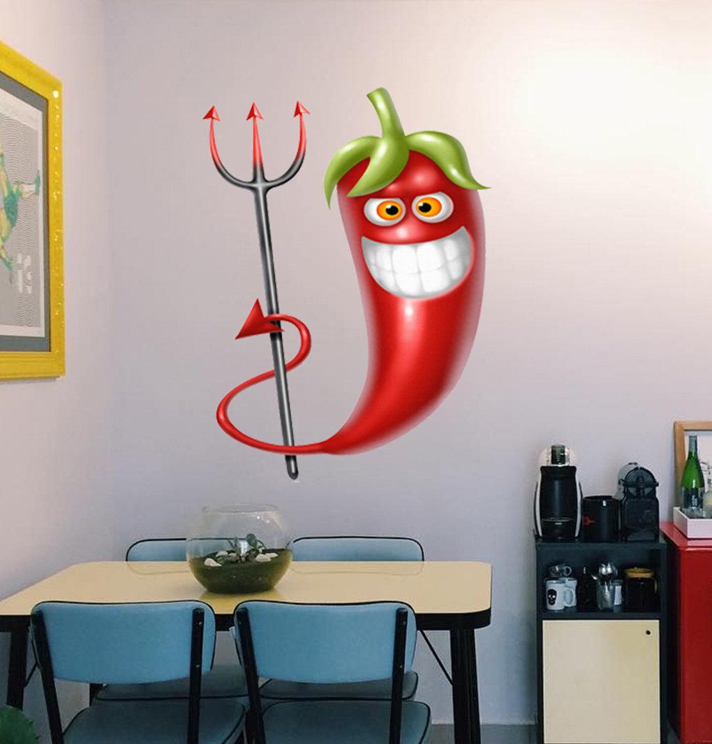 Trinx Pepper Devil Wall Decal Angry Pepper Wall Sticker Trident Modern ...