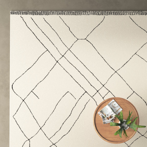 AllModern Isla Moroccan Handmade Tufted Wool Cream/Black Area Rug ...