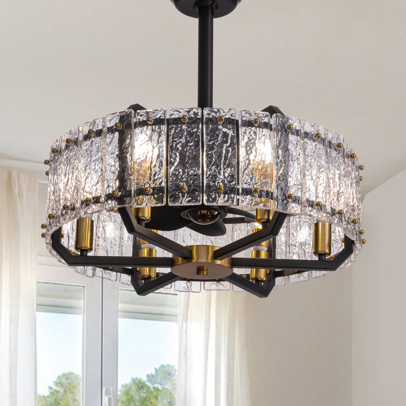 Mercer41 Wadeeah 20.5'' Dimmable Crystal Drum Ceiling Fan with Light ...