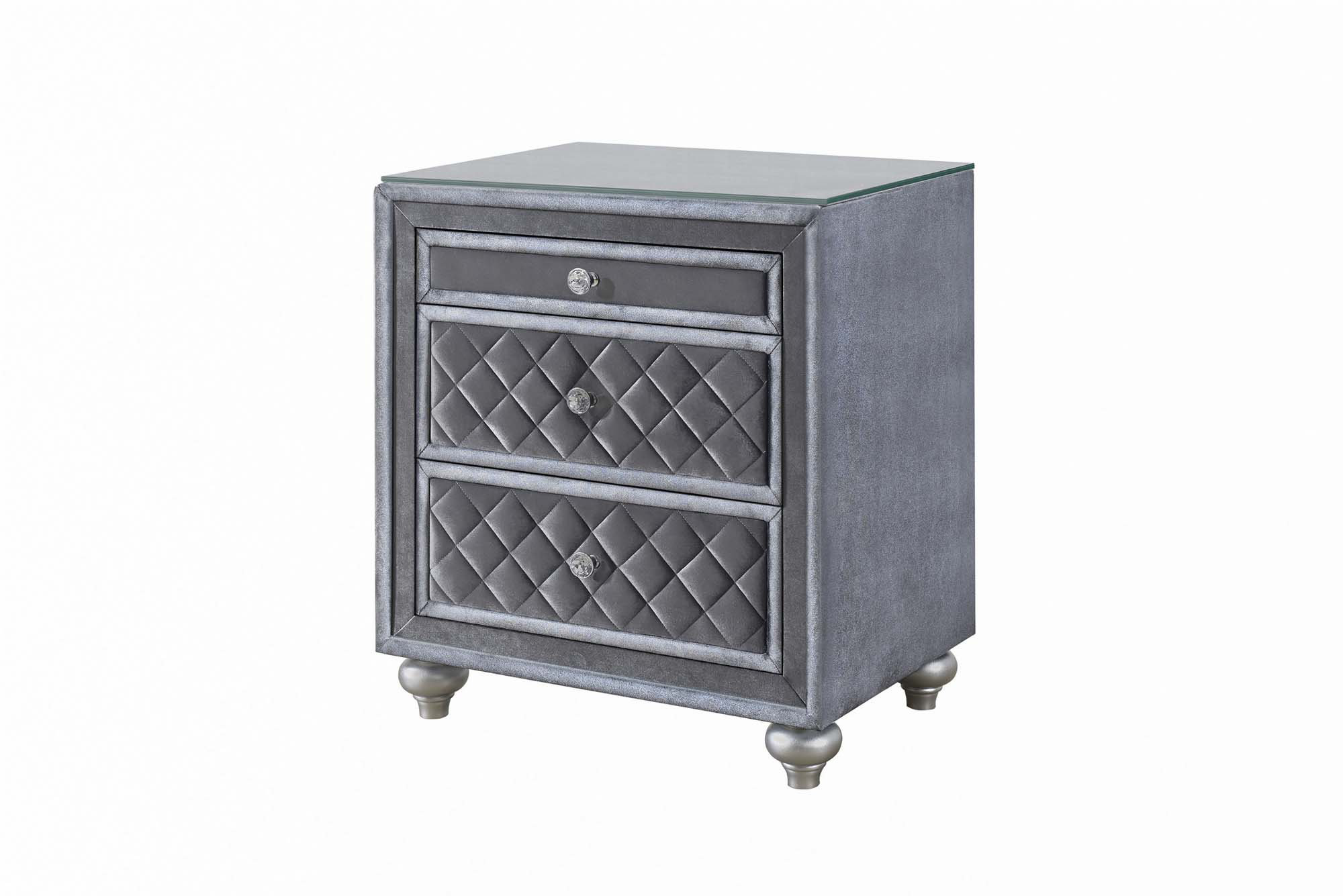Everly Quinn 1pc 3-Drawer Nightstand Velvet Tufted Drawer | Wayfair