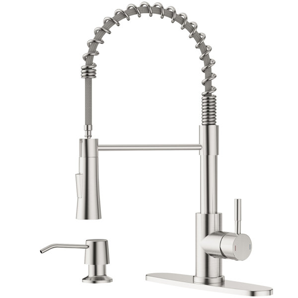 APPASO Stainless Steel Single Handle Pull Down Kitchen Faucet With Soap ...