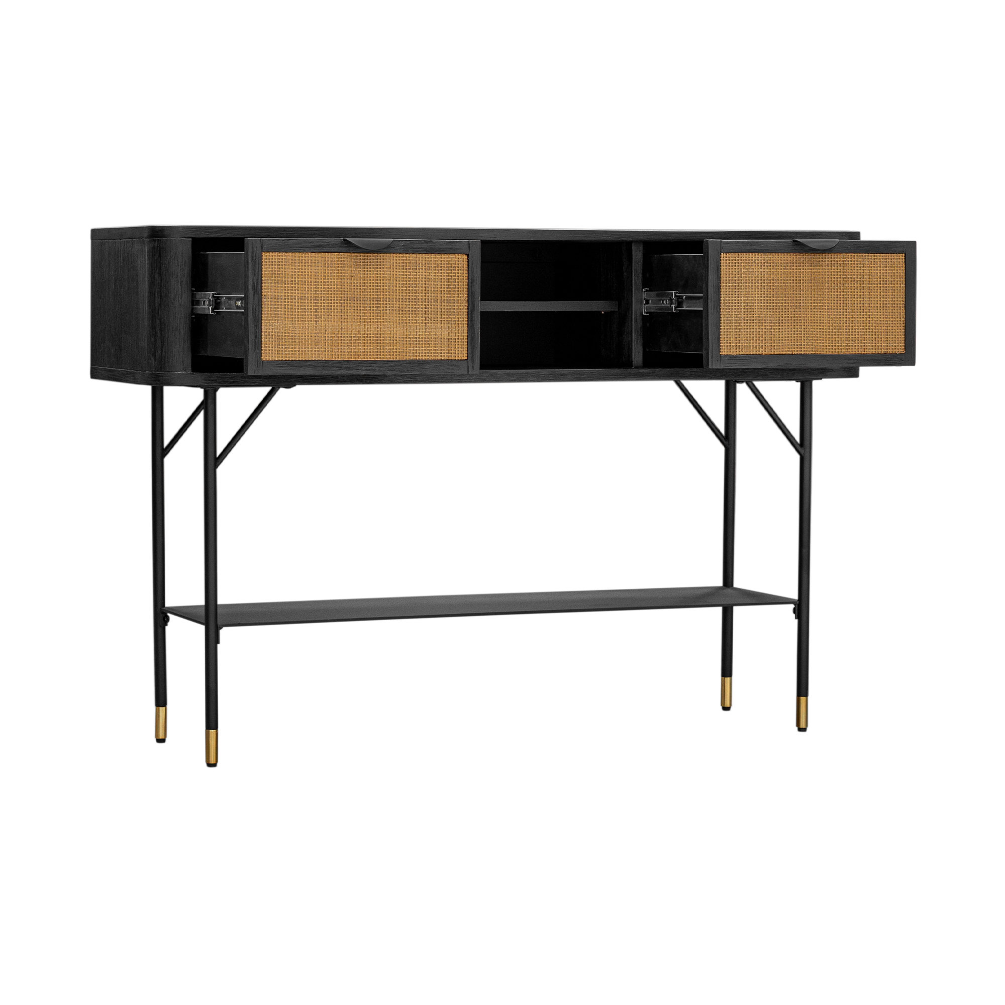 Bayou Breeze Rutherfordton Mid-century 47" Wide Console Table with 2 ...
