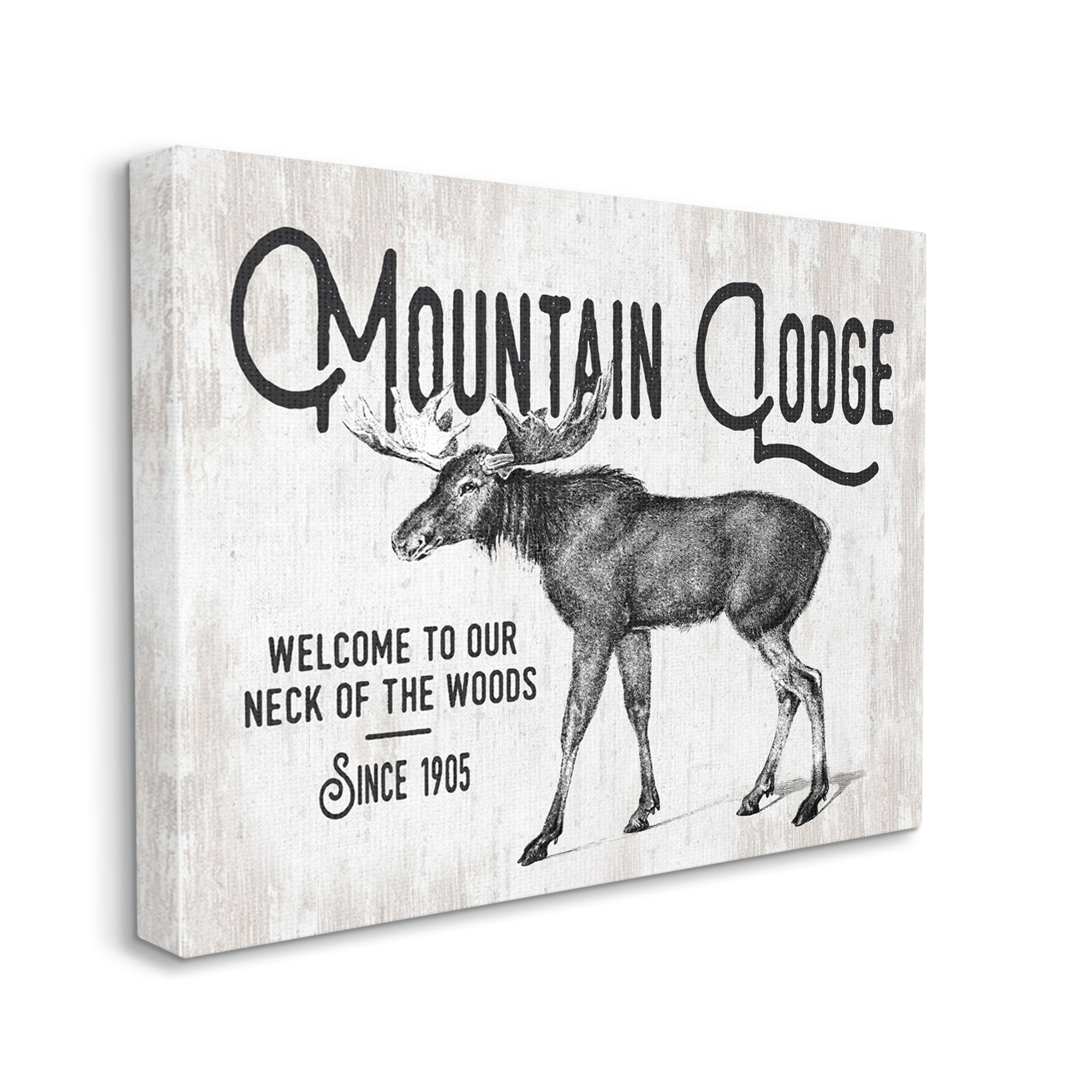 Stupell Industries Rustic Mountain Lodge Vintage Moose Cabin Sign by ...