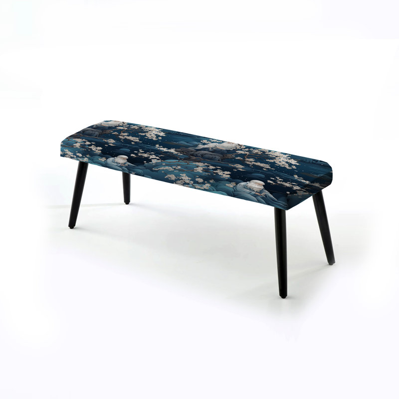 Design Art Taoist Wisdom - Chinese Upholstered Black Bench | Wayfair