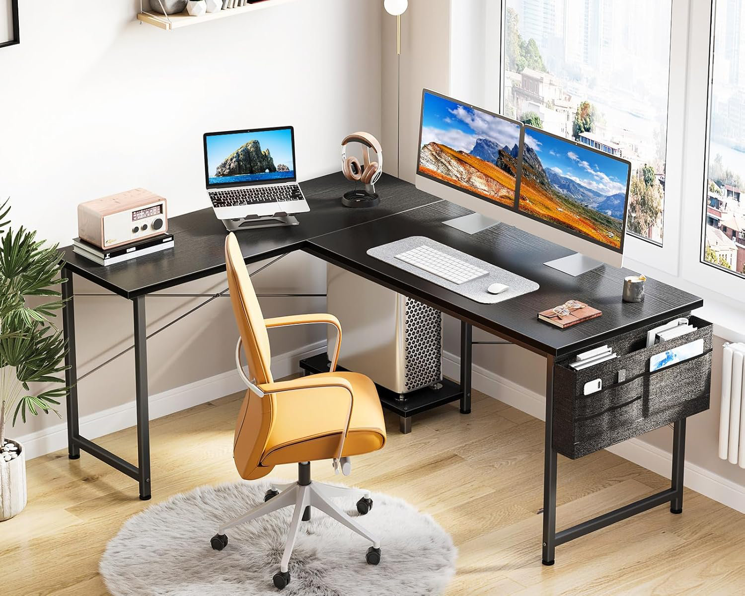 Ebern Designs 50 Inch L Shaped Desk Computer Desk With Removable PC ...