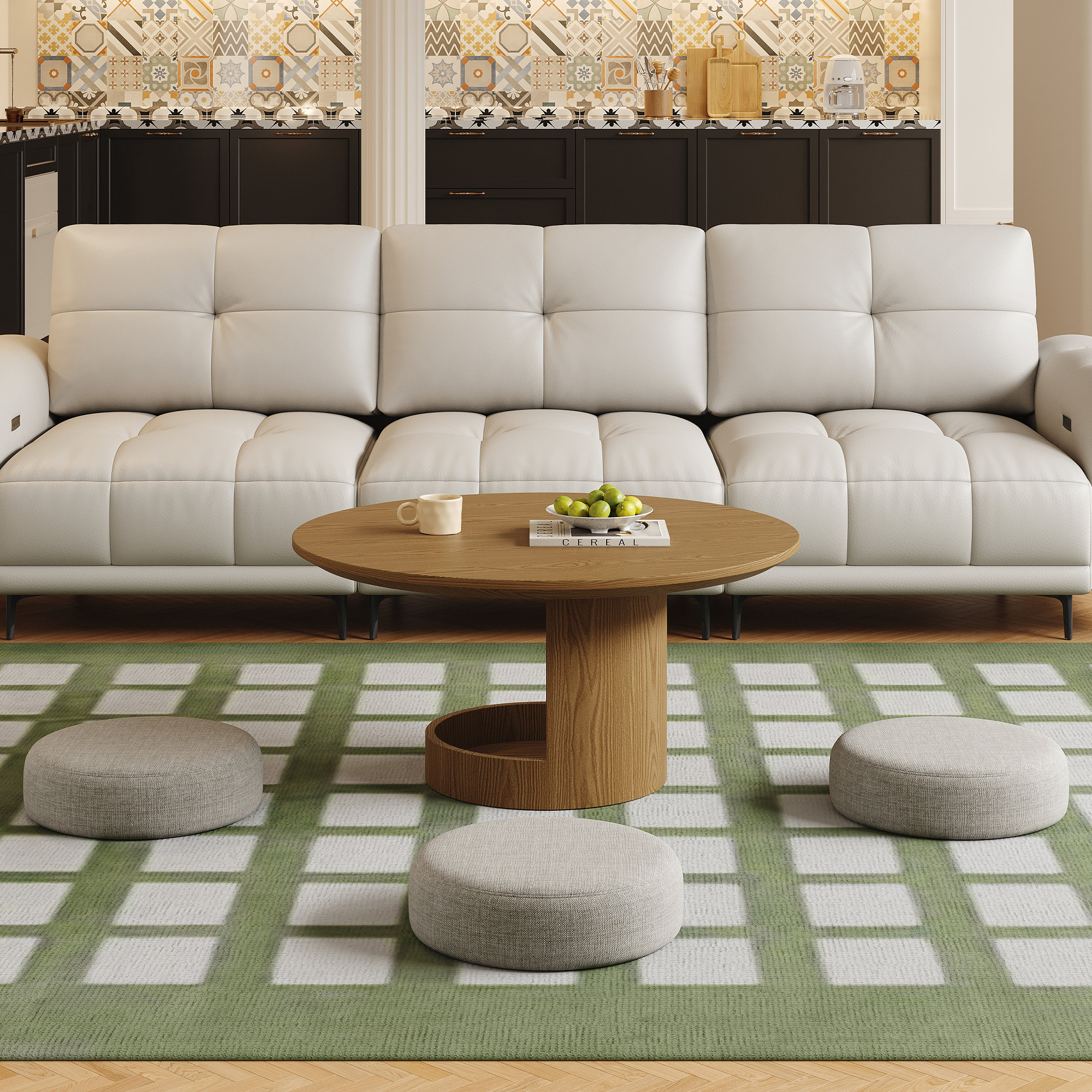 Latitude Run® 35'' Round Coffee Table, Light Wood-Colored Coffee Table ...