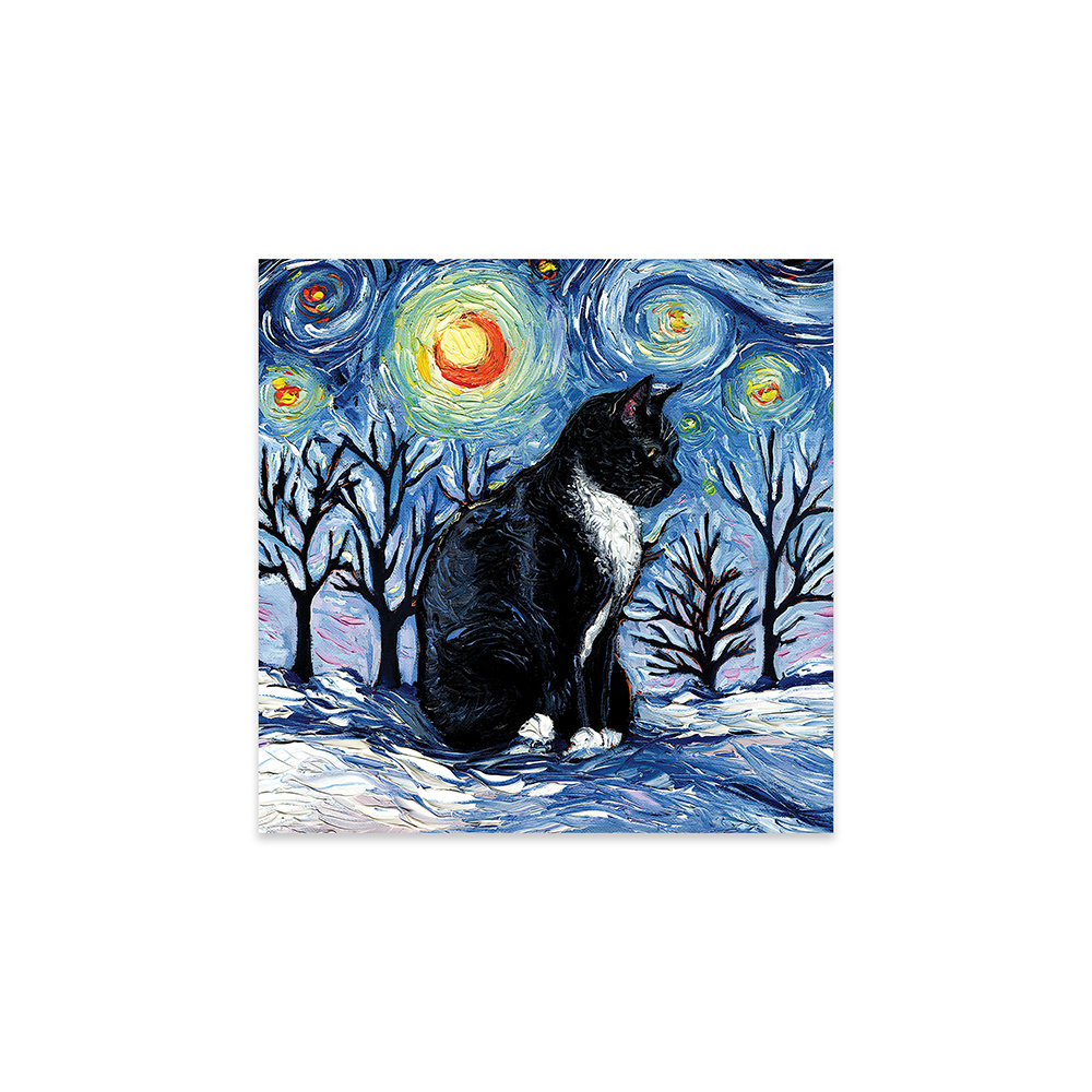 Red Barrel Studio® Winter Night - Tuxedo Cat On Plastic / Acrylic by ...