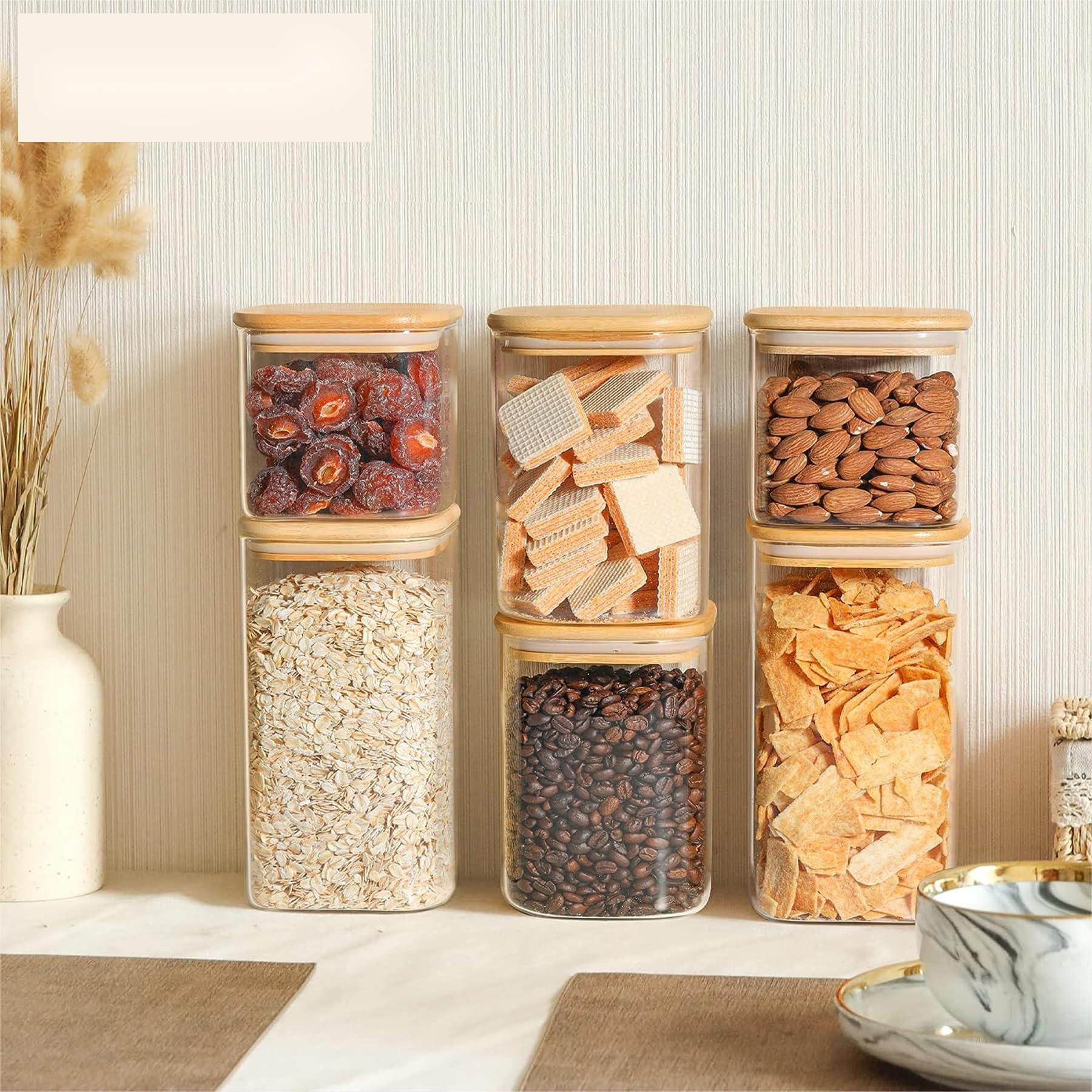 Prep & Savour Airtight Glass Storage Canister With Bamboo Lid (24Oz ...