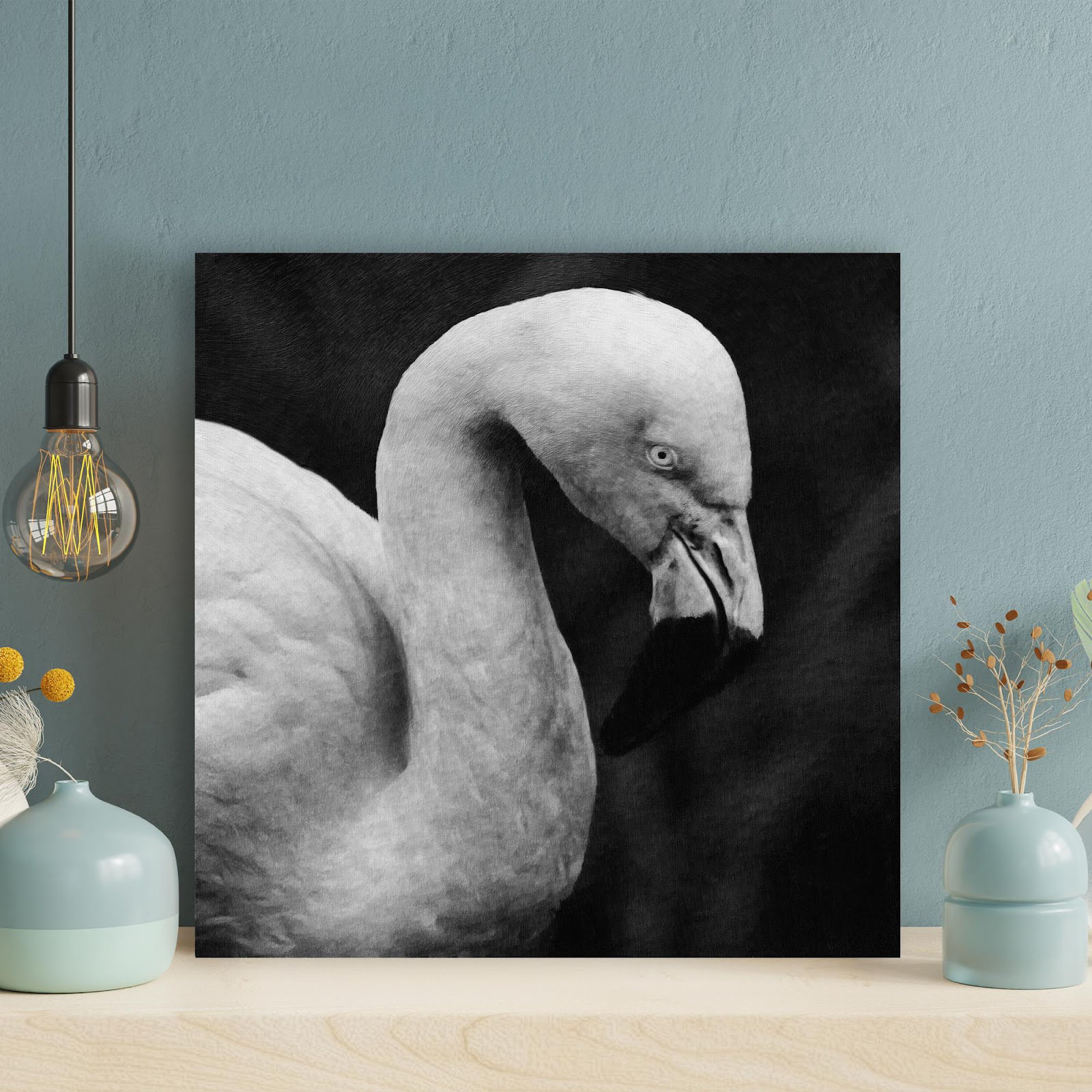 Bayou Breeze Grayscale Photo Of A Normal Flamingo - 1 Piece Square ...