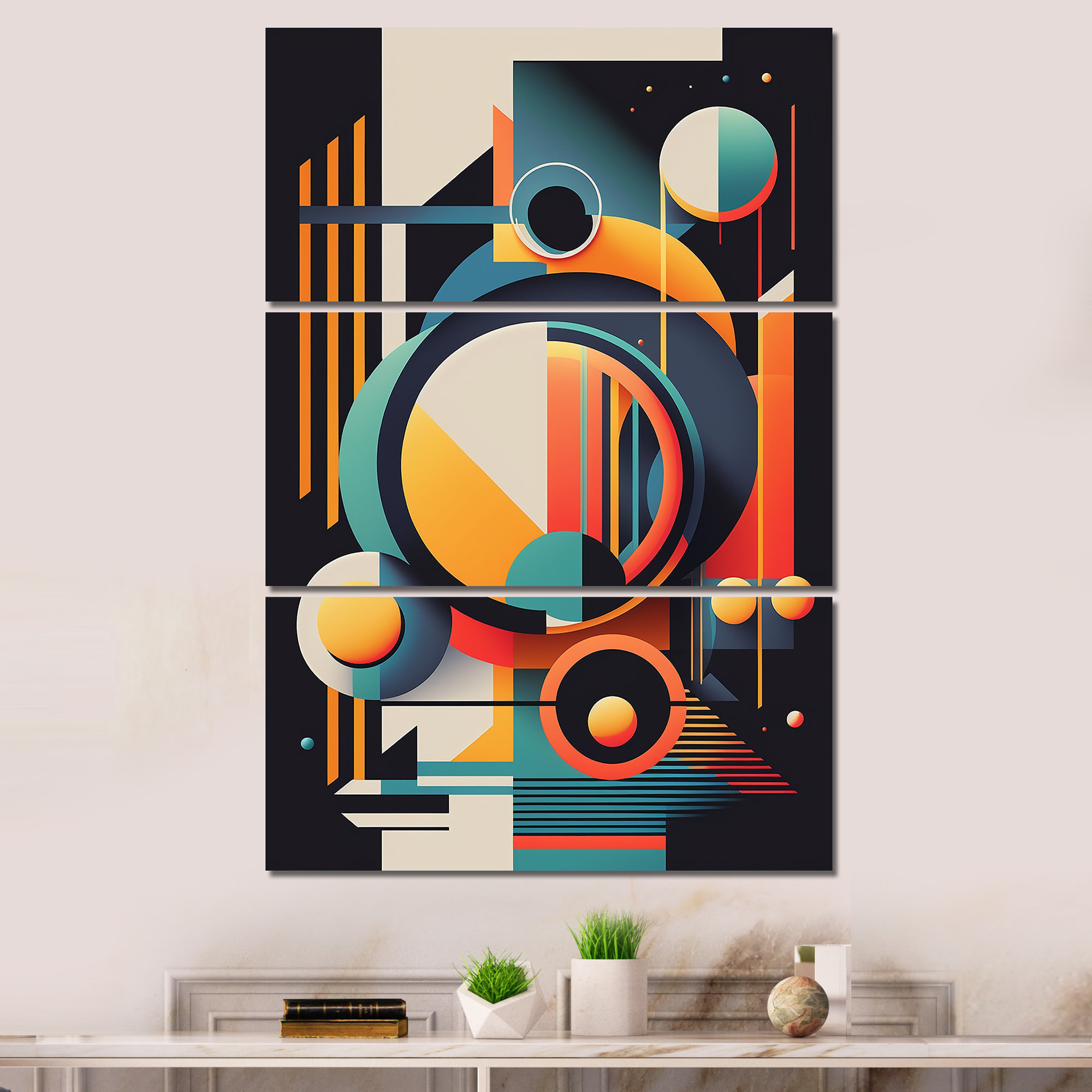 Orren Ellis Charlae Minimal Bauhaus Dimensions IV On Canvas 3 Pieces ...