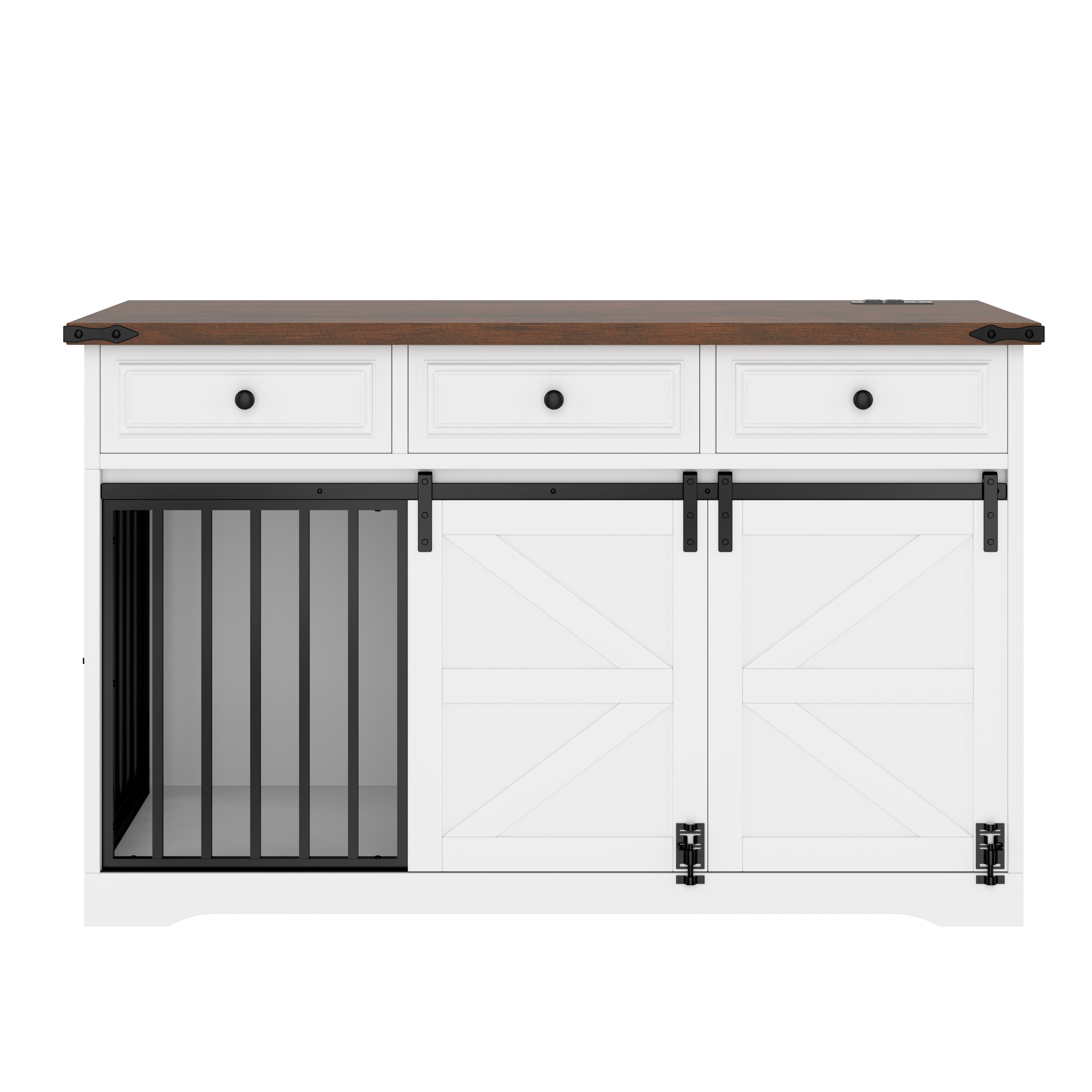 One Allium Way® 55.1" Dog Crate Furniture, Indoor Dog Kennel With 3 ...