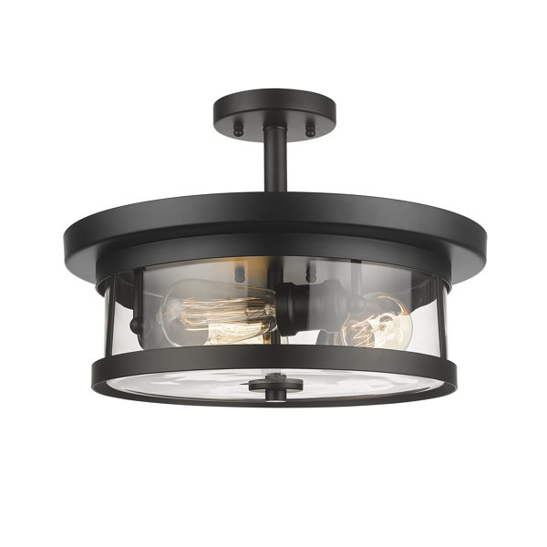 17 Stories 3-Light 16" Iron Frame Flush Mount With A Clear Glass Shade ...