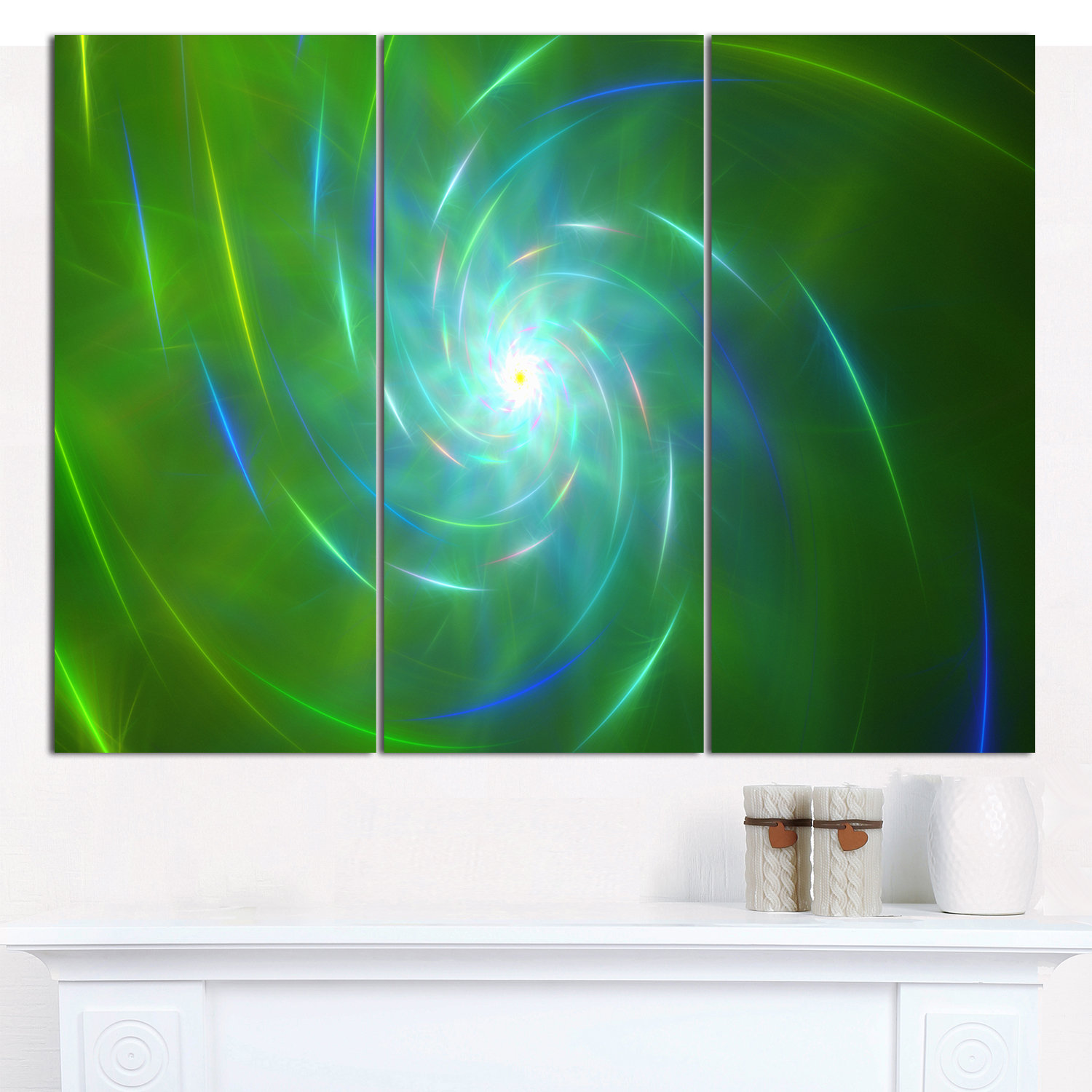 Design Art 'Green Fractal Whirlpool Design' Graphic Art Print Multi ...