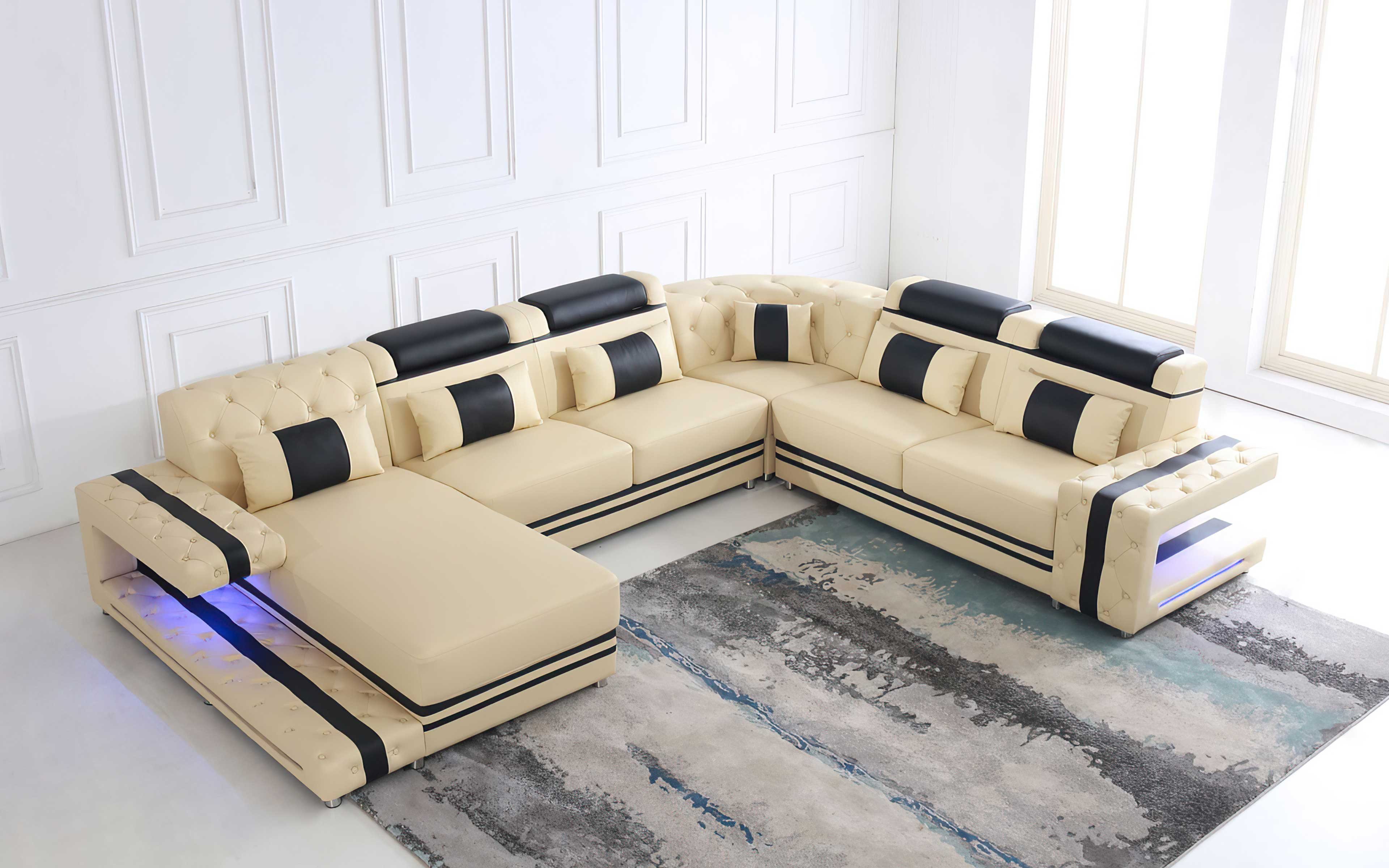 Wrought Studio 141.5" Wide Genuine Leather Modular Corner Sectional ...