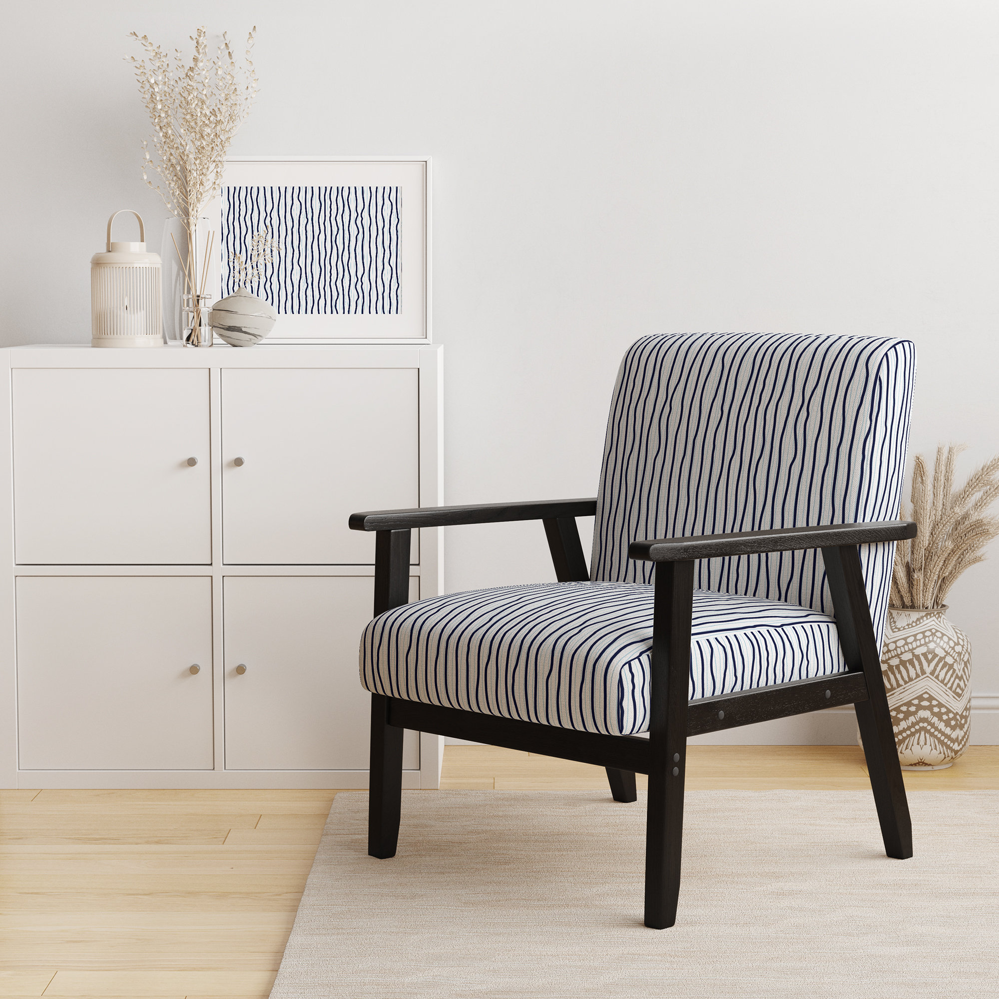 Orren Ellis Black And White Striped Pattern - Upholstered Patterned ...