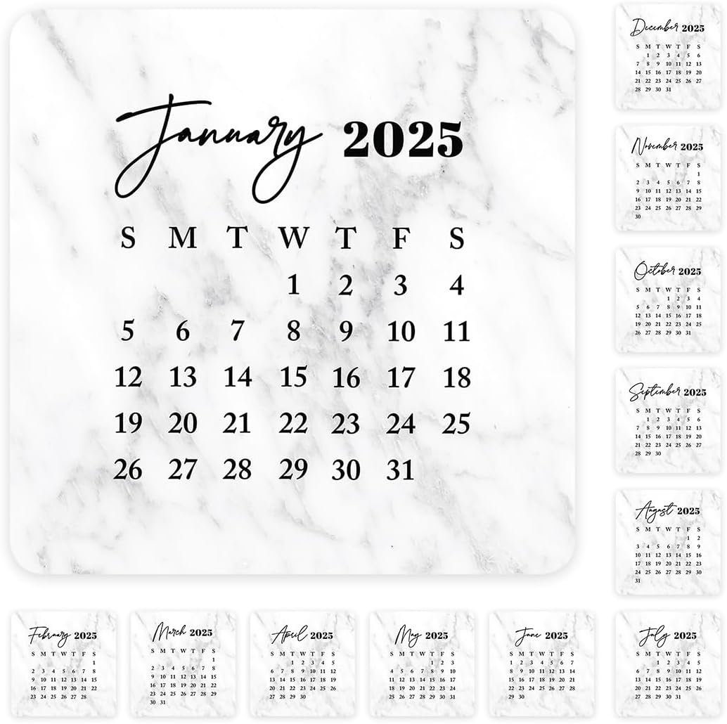 Wrought Studio™ Marble Small Month Planner Labels Mini Square 24 For ...