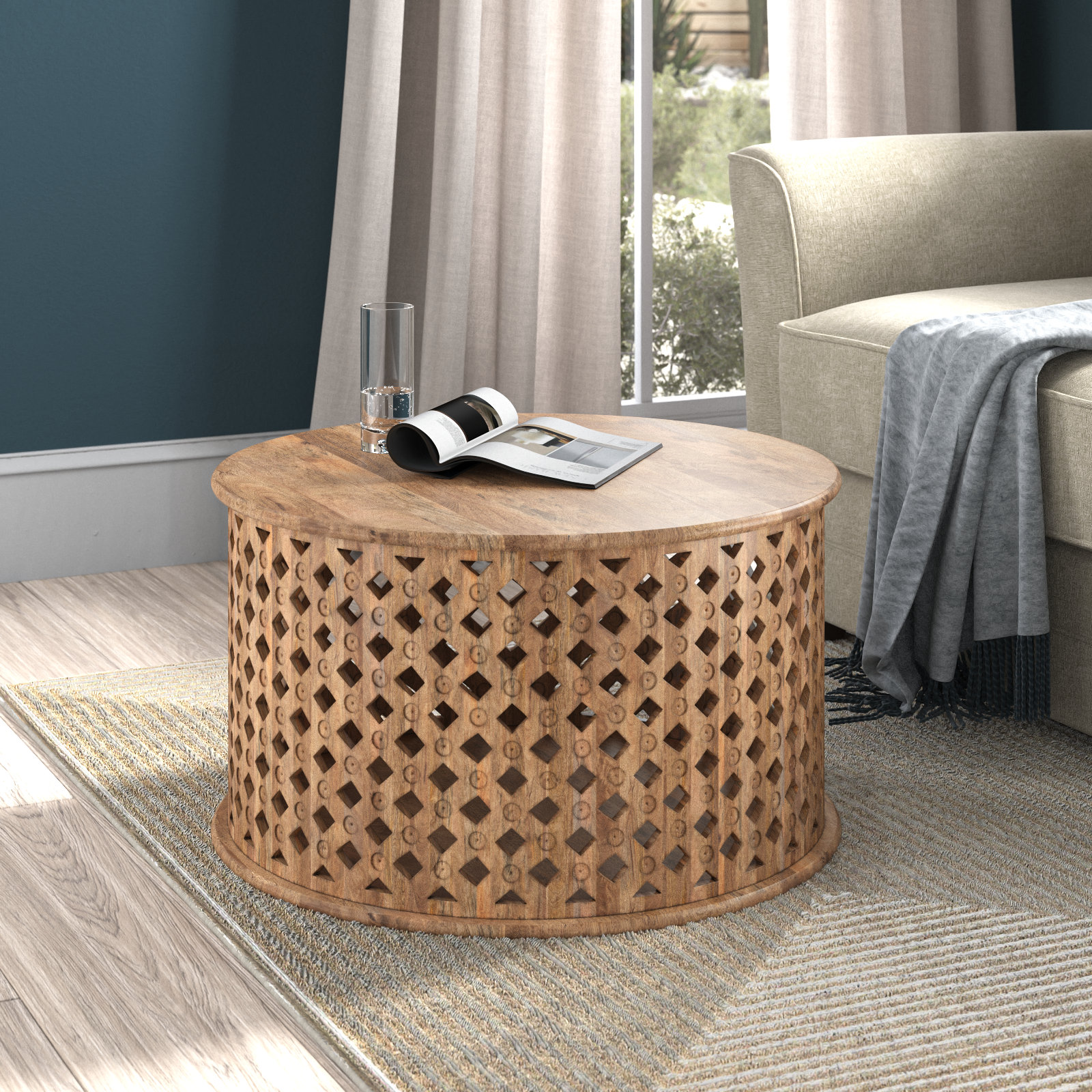 Beachcrest Home™ Maribeth Solid Wood Drum Coffee Table & Reviews | Wayfair