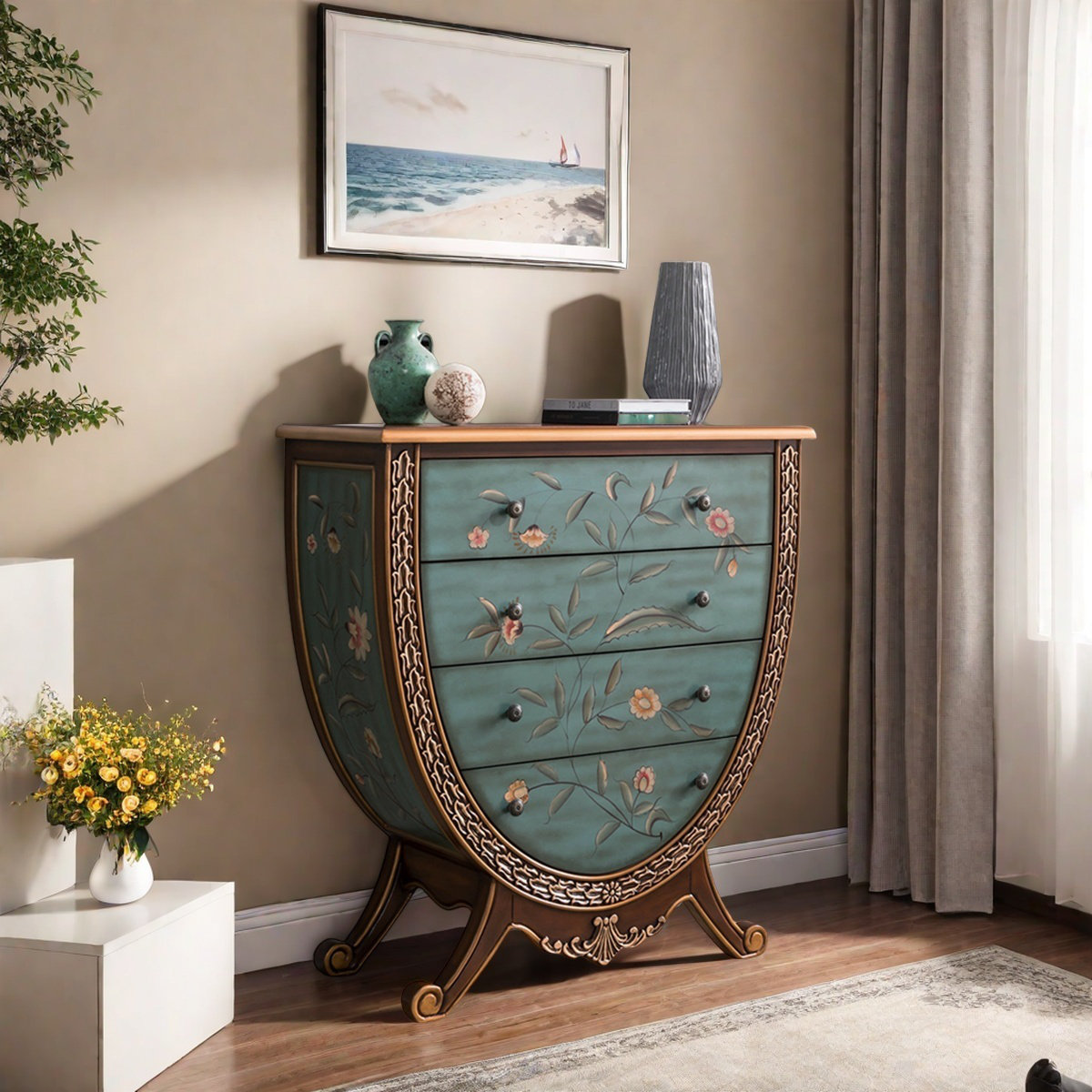 NICECABINET Retro Hand-Painted Solid Wood Accent Chests | Wayfair
