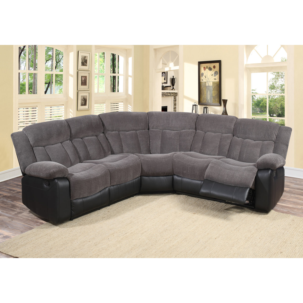 Red Barrel Studio® Koster 155" Wide Symmetrical Reclining Corner ...
