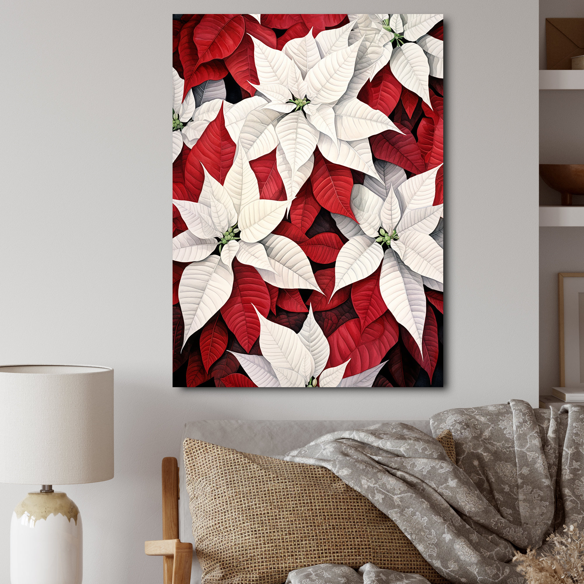 Red Barrel Studio® Davieon Poinsettia Flower Monochrome Serenity II On ...