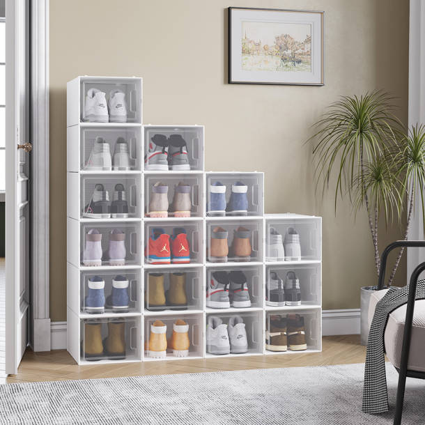 Rebrilliant 18 Pair Stackable Shoe Storage Box | Wayfair
