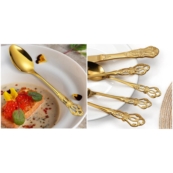 House of Hampton® Titanium Gold Plated Stainless Steel Flatware Set, 20 ...