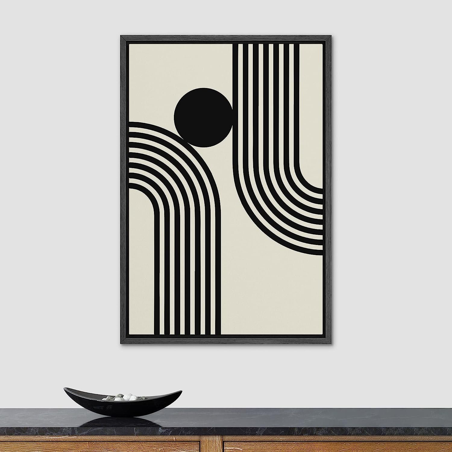 SIGNLEADER Mid-Century Stripe Wave Dark Circle Landscape - Floater ...