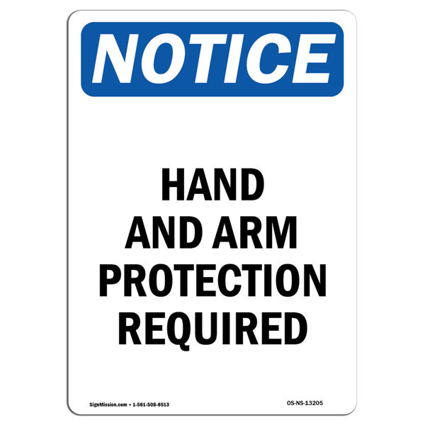 SignMission Hand and Arm Protection Required Sign | Wayfair