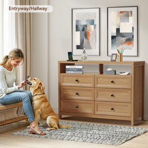 Charlton Home® Geonte 6-Drawer Dresser 47"W Double Dresser, Heavy-Duty ...