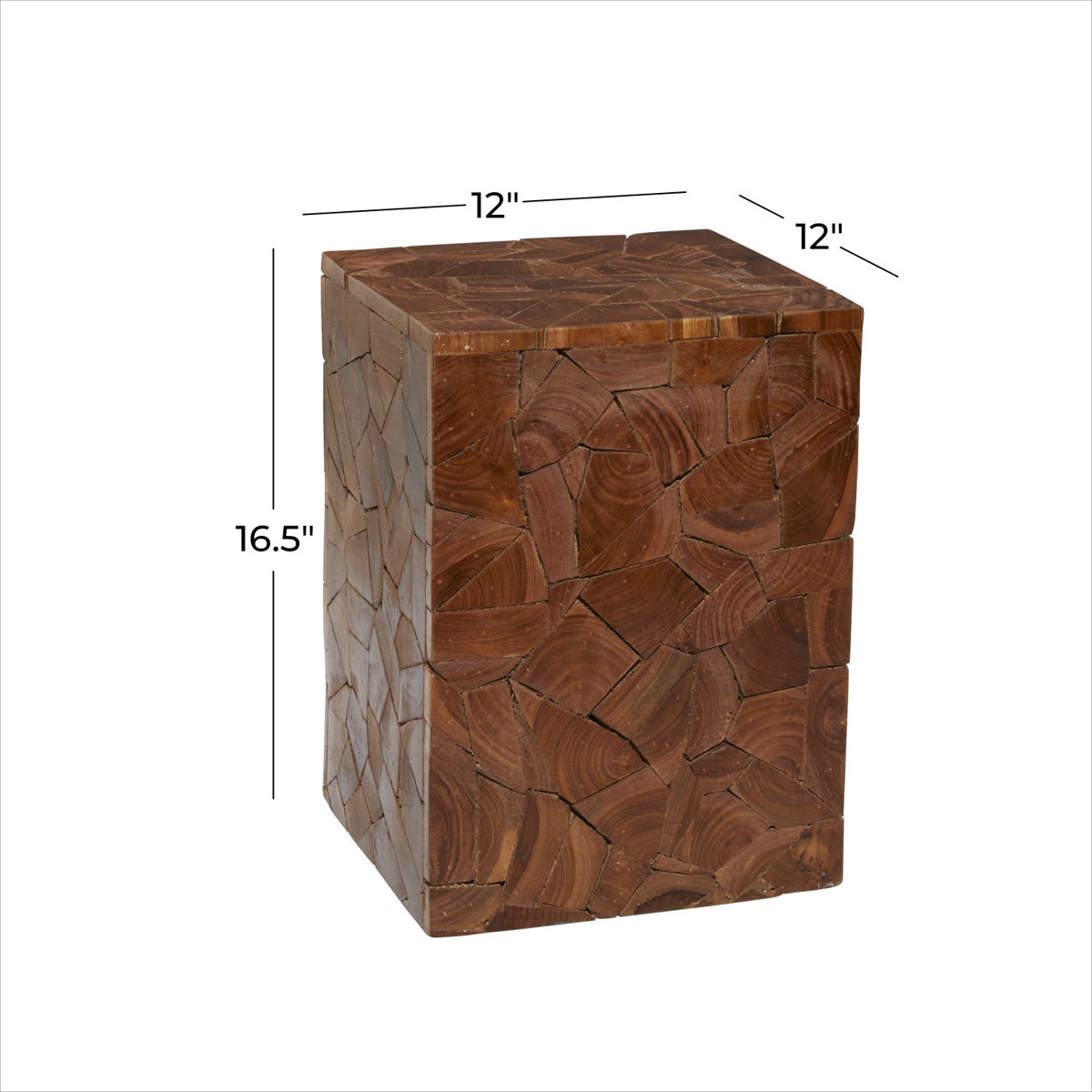 Loon Peak® Teak Wood Handmade Square Block Side End Brown Accent Table ...