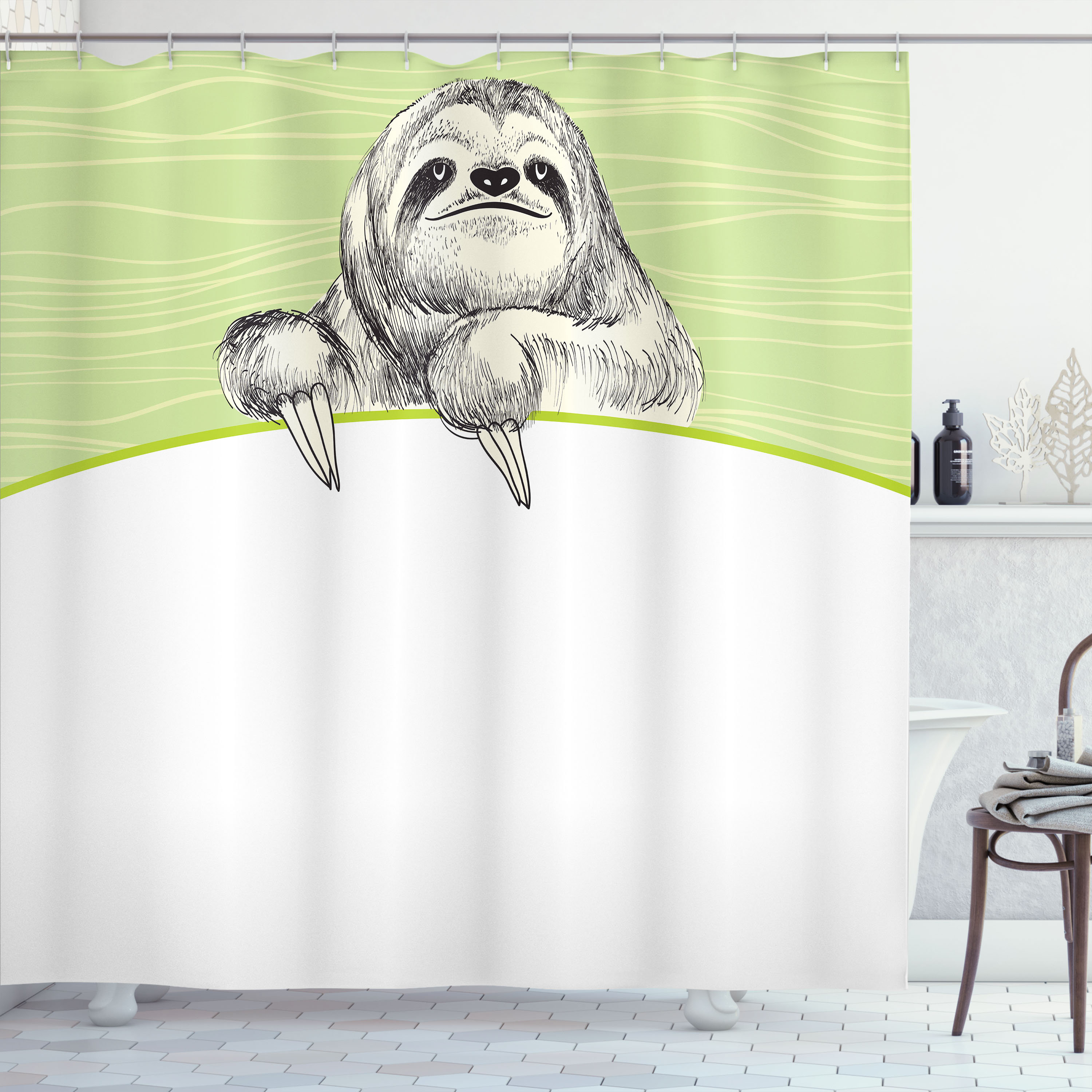 East Urban Home Sloth Shower Curtain Idle Sloth Abstract Green ...