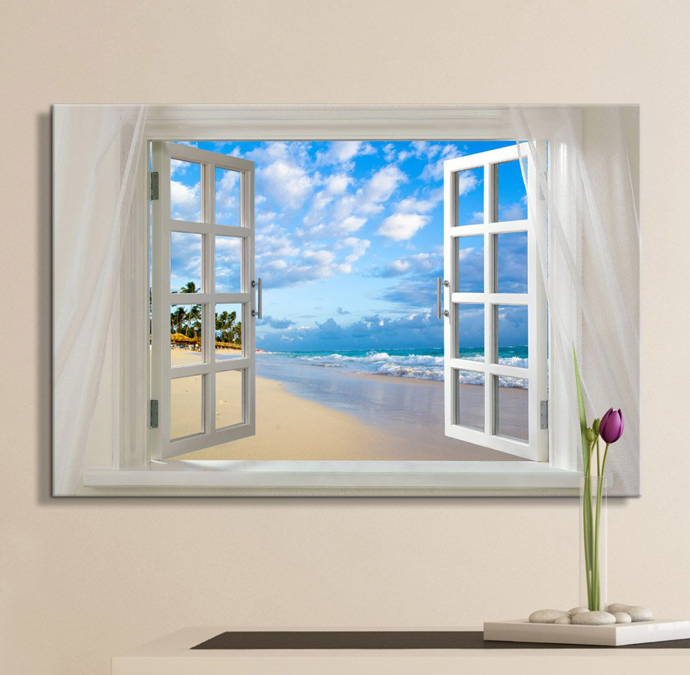 IDEA4WALL " Serene Coastal Clear Sea And Tropical Beach Open Window ...