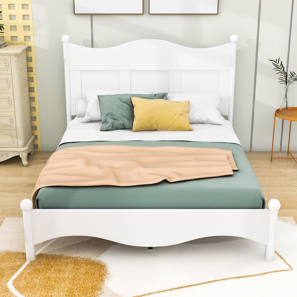 Alcott Hill® Eulee Queen Size Vintage-Inspired Wood Platform Bed Frame ...