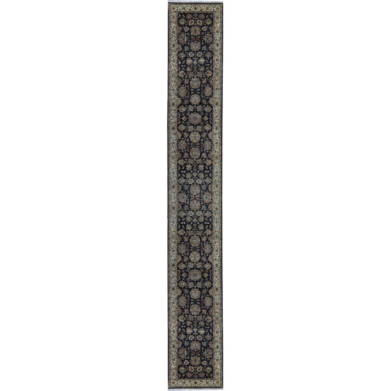 Bokara Rug Co., Inc. Hand-Knotted High-Quality Black and Cream Runner ...