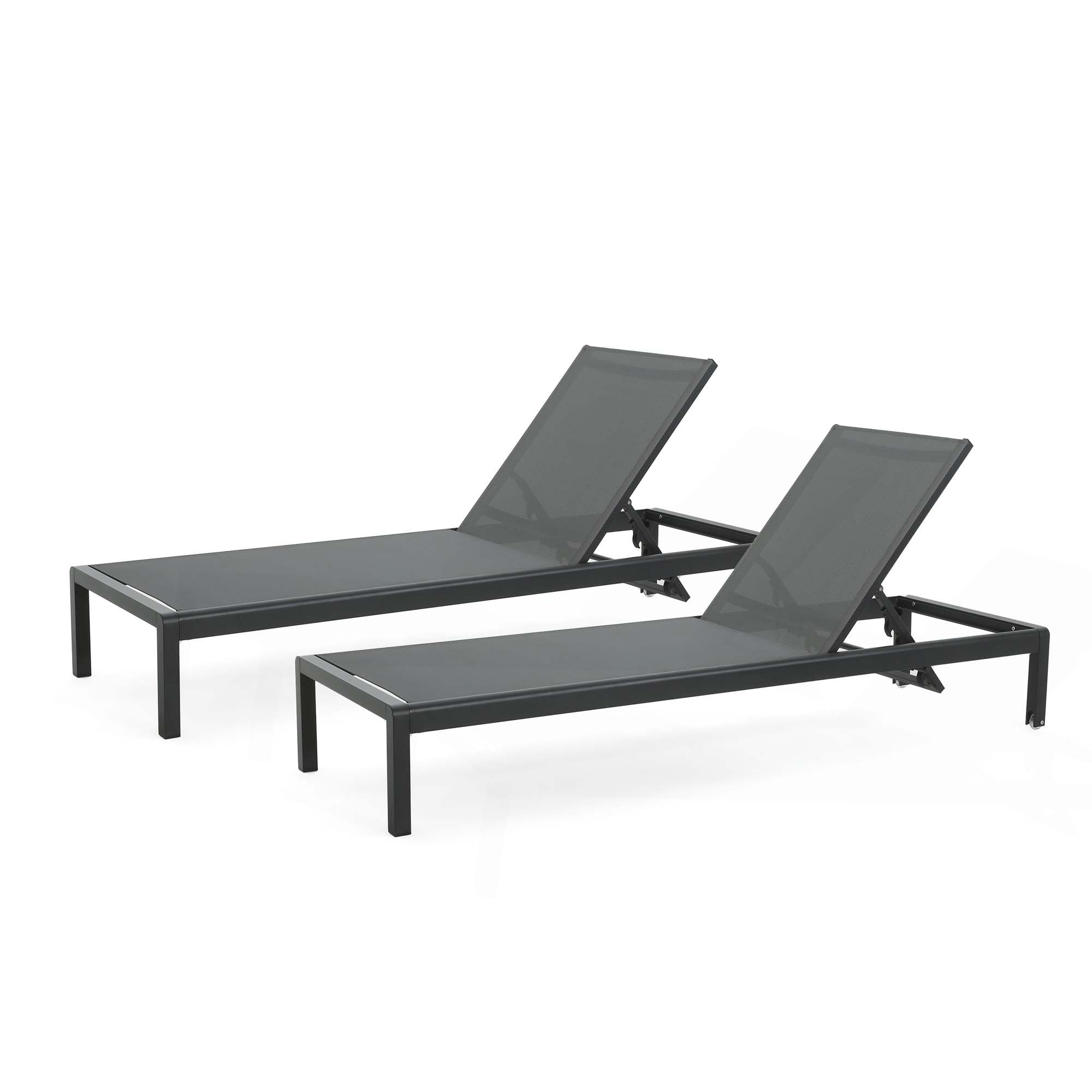 Hokku Designs Outdoor Chaise Lounge Chair Set of 2, Aluminum Adjustable ...