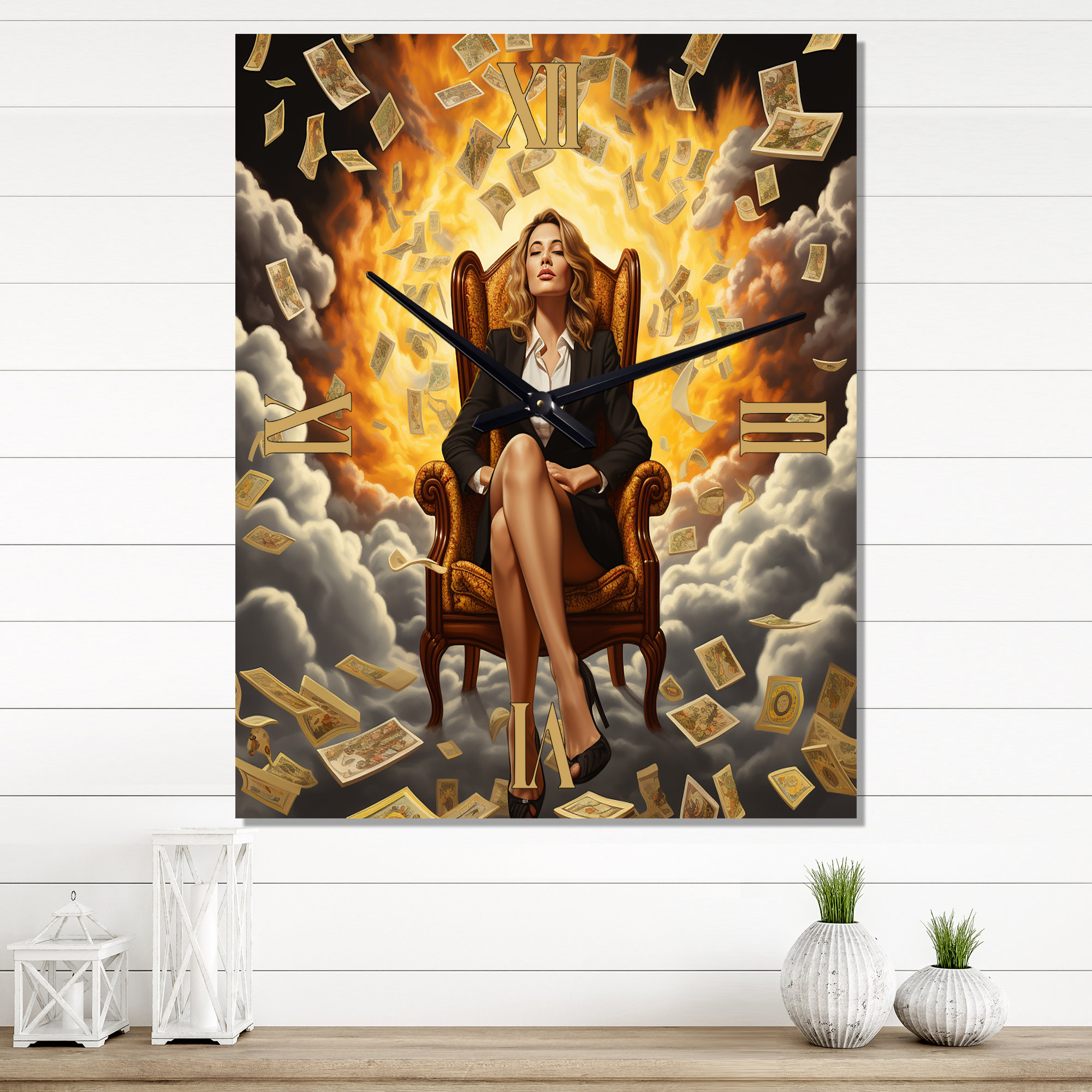 Design Art Billionaire Mindset Business Woman Abundance II - Wall Clock ...