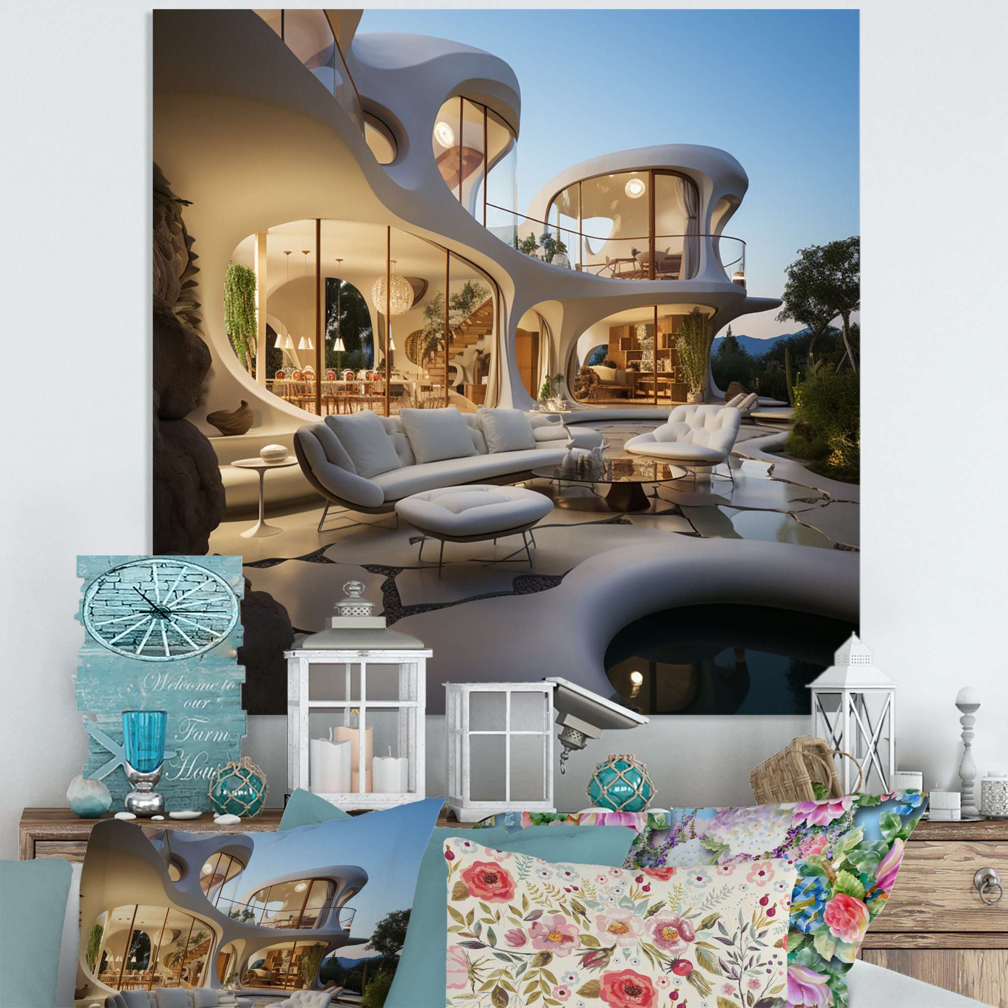 Hokku Designs California Dream House II - Cityscapes Print on Metal ...