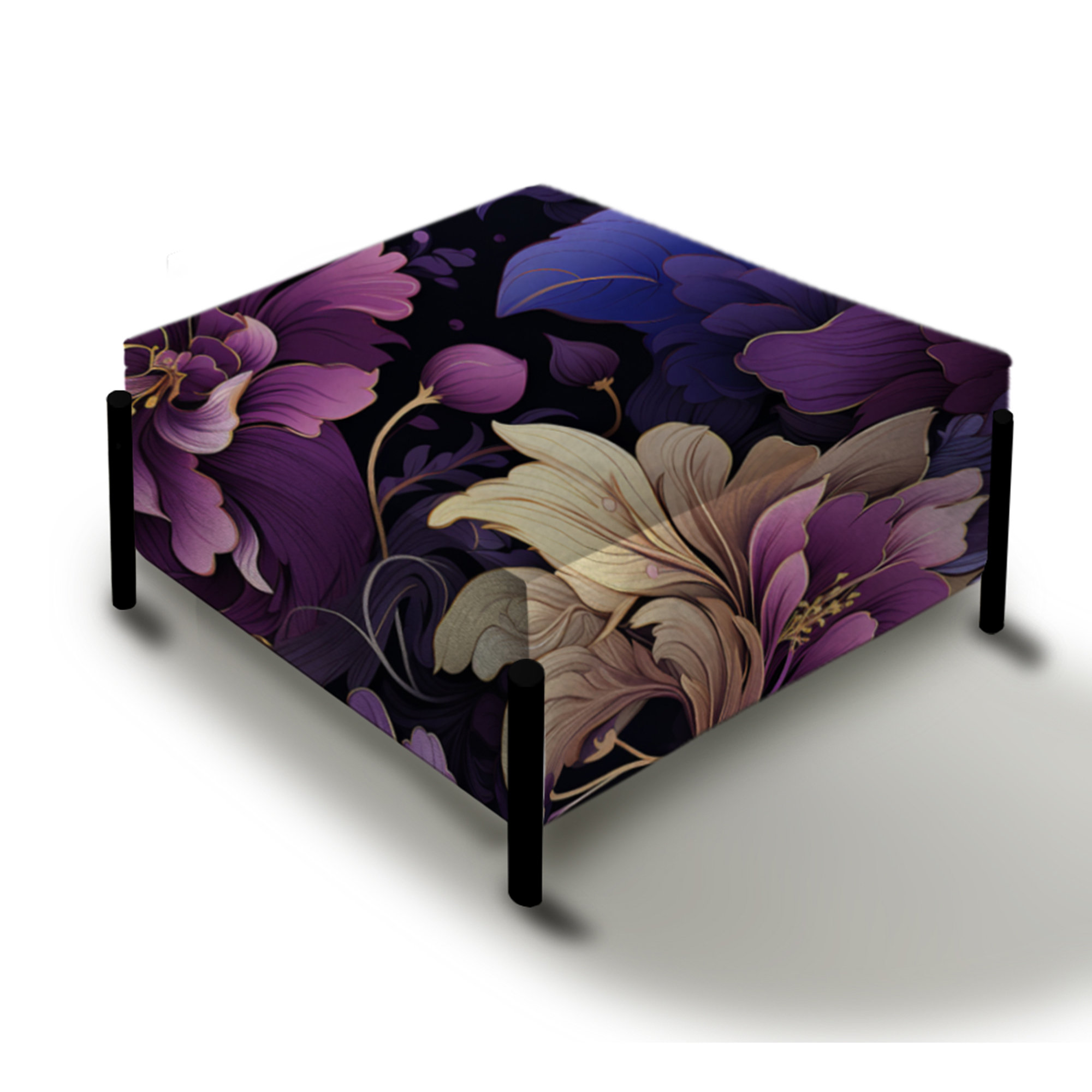 Design Art Regal Purple Luxe Opulence Flowers - Floral Large Square ...