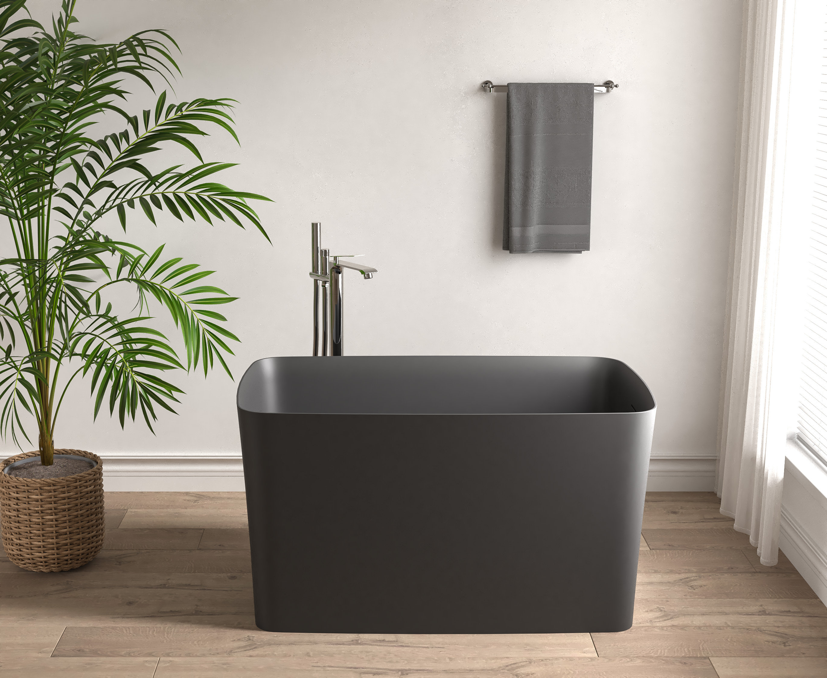 HOME ART Solid Surface Bathtub Compact 47" Mini-seat Freestanding ...