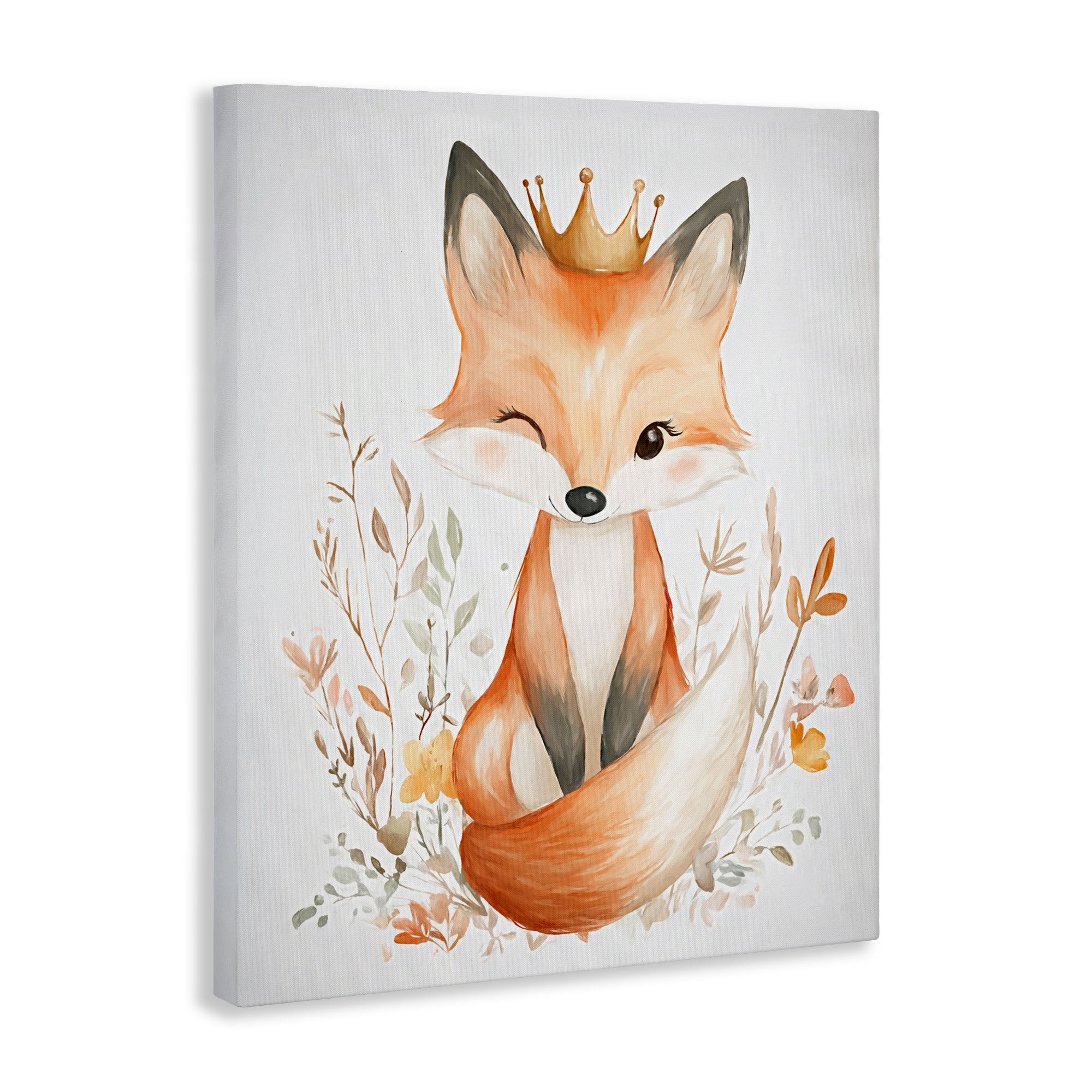 Ophelia & Co. Crowned Baby Fox Canvas, design by Ramona Murdock ...
