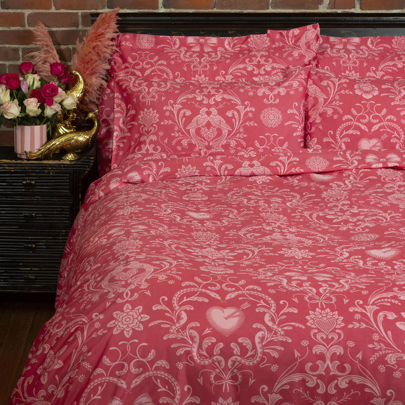 Sin In Linen Luxury Heart Damask Cotton Sheet Set | Wayfair
