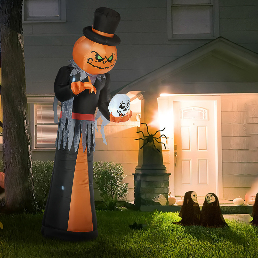 The Holiday Aisle® 12 Ft Halloween Inflatable Pumpkin Reaper With ...
