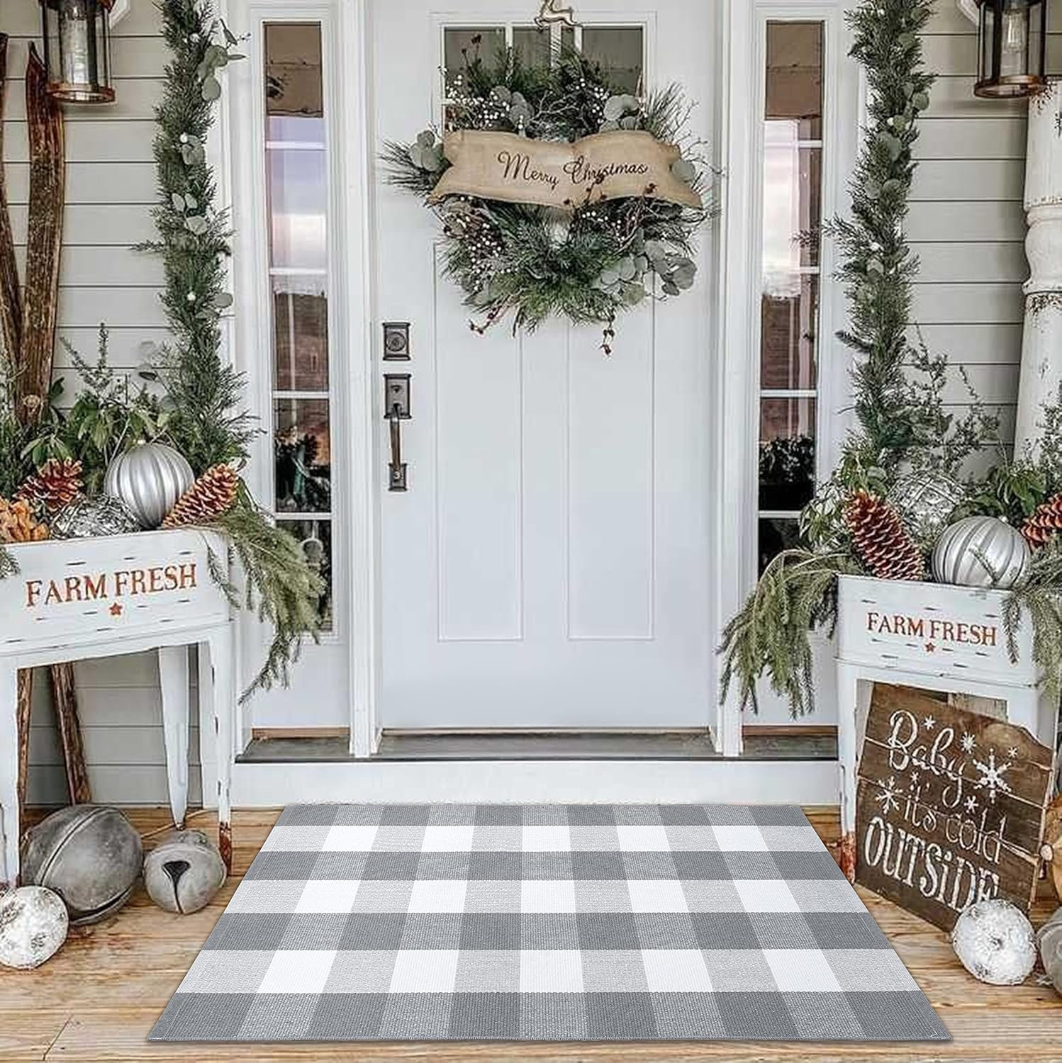 Gracie Oaks Plaid Rug 27.5X43 Inches For Front Porch Entryway | Wayfair