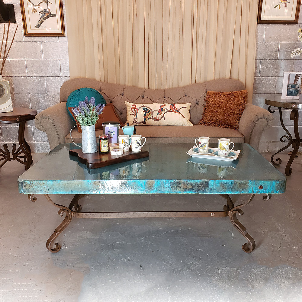 Mexports by Susana Molina Coffee Table with Copper top and Wrought Iron ...