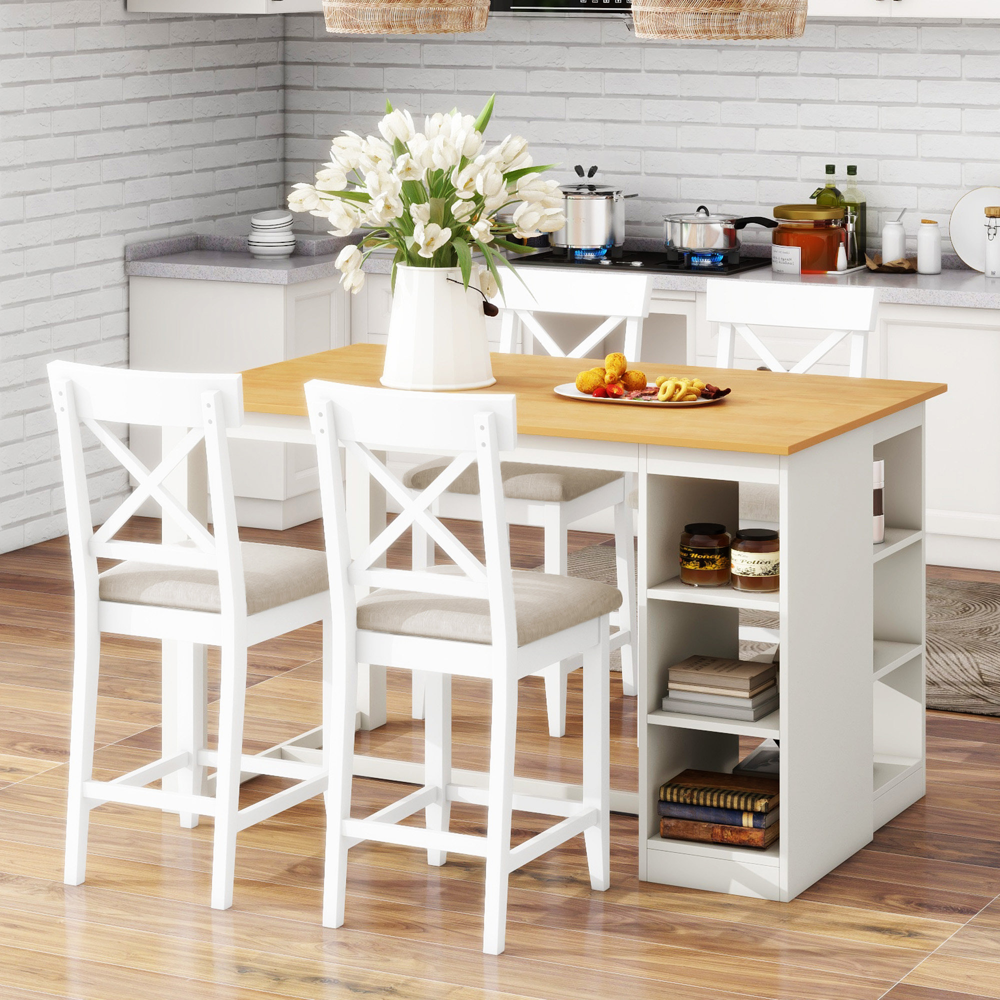 Lark Manor™ 60"Lx30"W Solid Wood Farmhouse Counter Height Dining Table ...